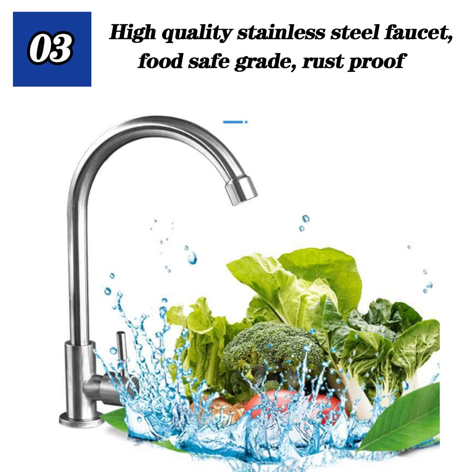 ALEEJA Stainless Steel Kitchen Sink, 1 Compartment Free Standing Utility Sink with Faucet, Single Bowl Sink Unit Wash Basin for Restaurant, Laundry, Garage