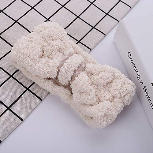 AIYAYI Spa Headbands,Soft coral fleece Makeup Headbands skincare headbands Adjustable Hair Band Cosmetic Headband for washing face, 2 Pack… (white)