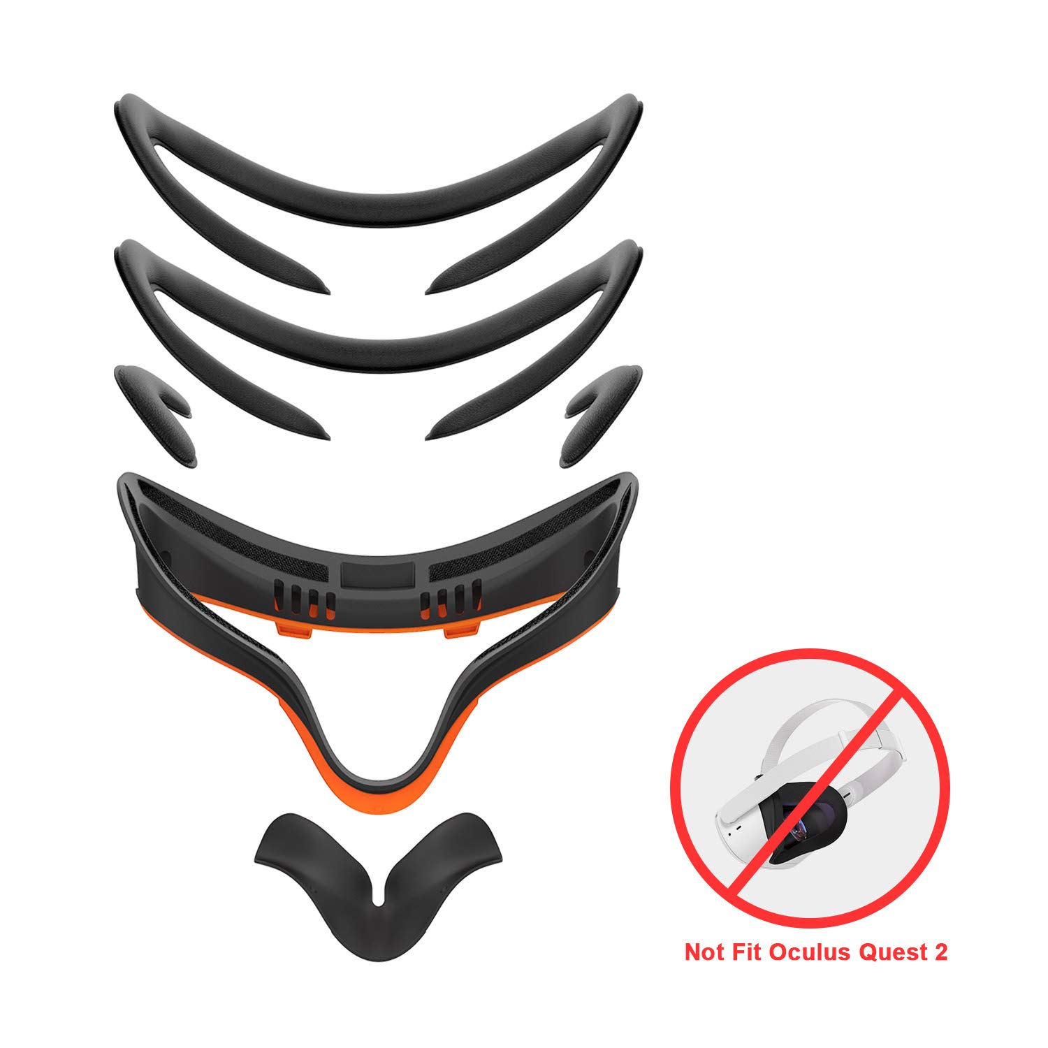 AMVR Resilient VR Facial Vent Soft Interface Bracket & Anti-Leakage Light PU Leather Foam Face Cover Replacement Pad Custom Comfort Accessories Set for Oculus Quest 1 (7-in-1, Not Fit Quest 2)