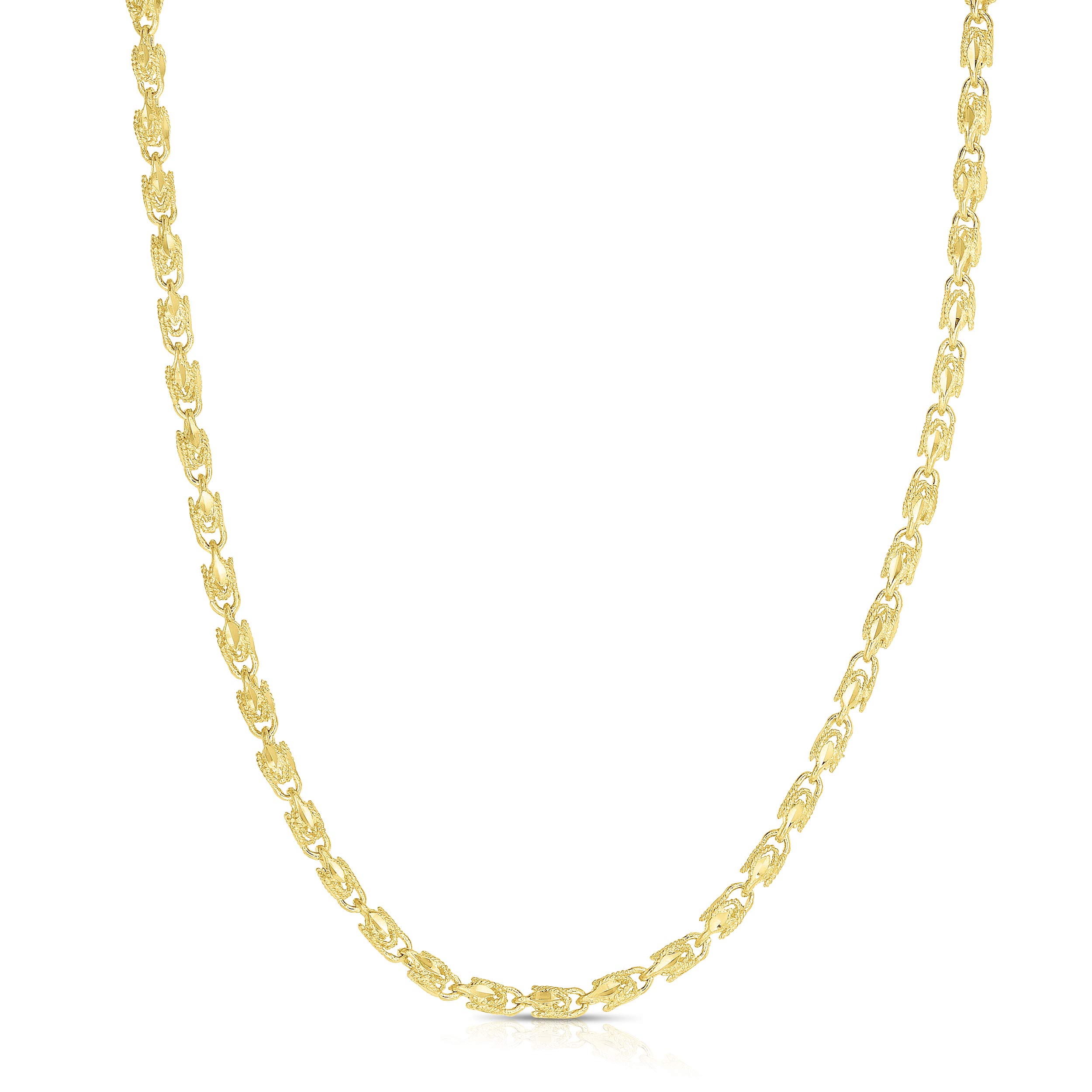 Floreo 10k Yellow Gold 3mm Solid Turkish Rope Chain Necklace, 24 Inch