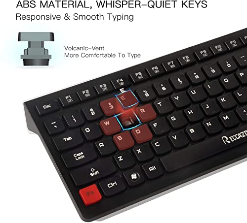Wireless Keyboard and Mouse Combo ,DPI 1600, 2.4GHz Wireless Connection, Long Battery Life, Computer Keyboard and Mouse for PC, Desktop.Laptop, RECCAZR WC500 Design for Office and Home (Black)