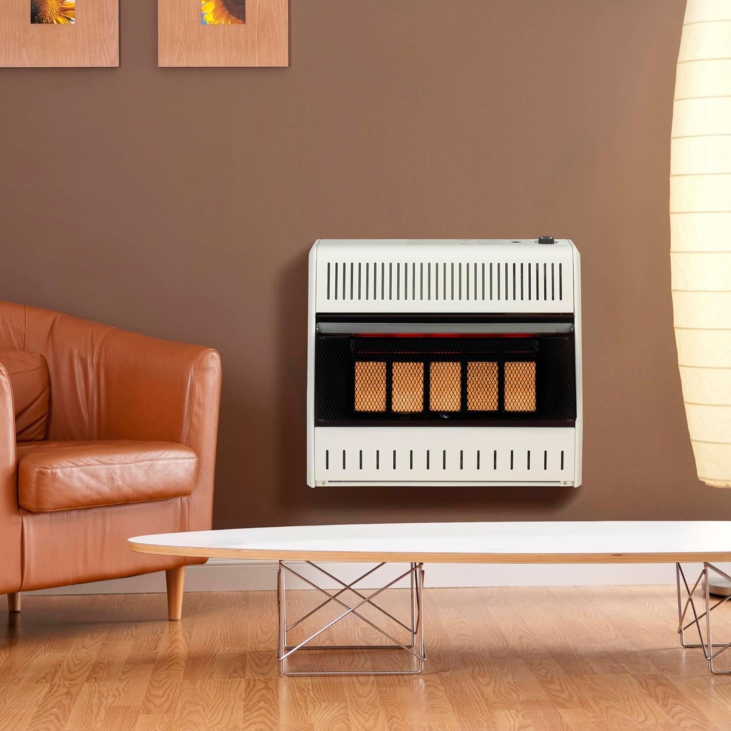 ProCom ML250TPA-B Ventless Propane Gas Infrared Space Heater with Thermostat Control for Home and Office Use, 25000 BTU, Heats Up to 1400 Sq. Ft., Includes Wall Mount and Base Feet, White