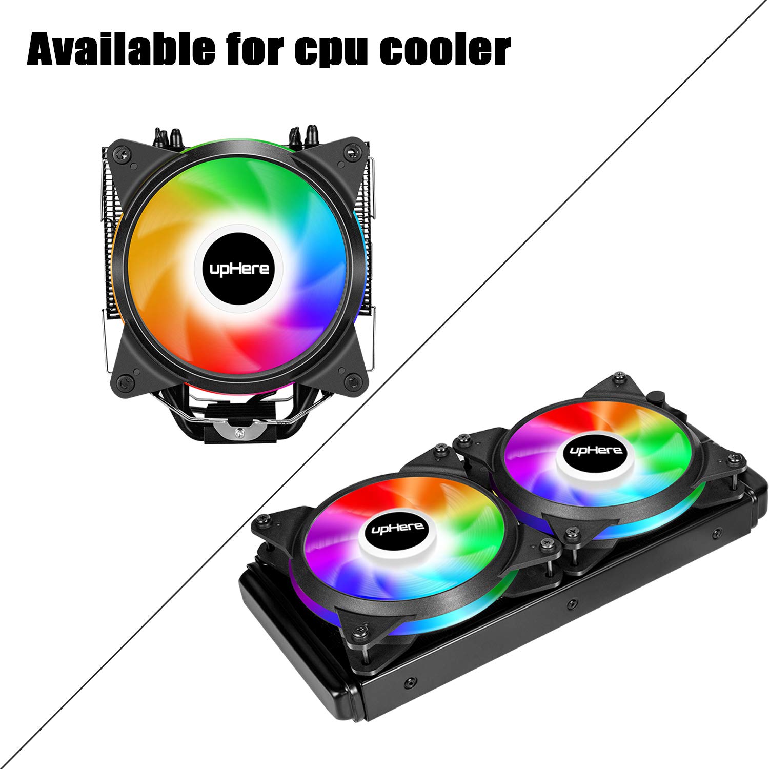 upHere 5V 3-Pack 120mm Silent PWM Intelligent Control 5V Addressable RGB Fan Motherboard Sync, Adjustable Colorful Fans with Controller T7SYC7-3