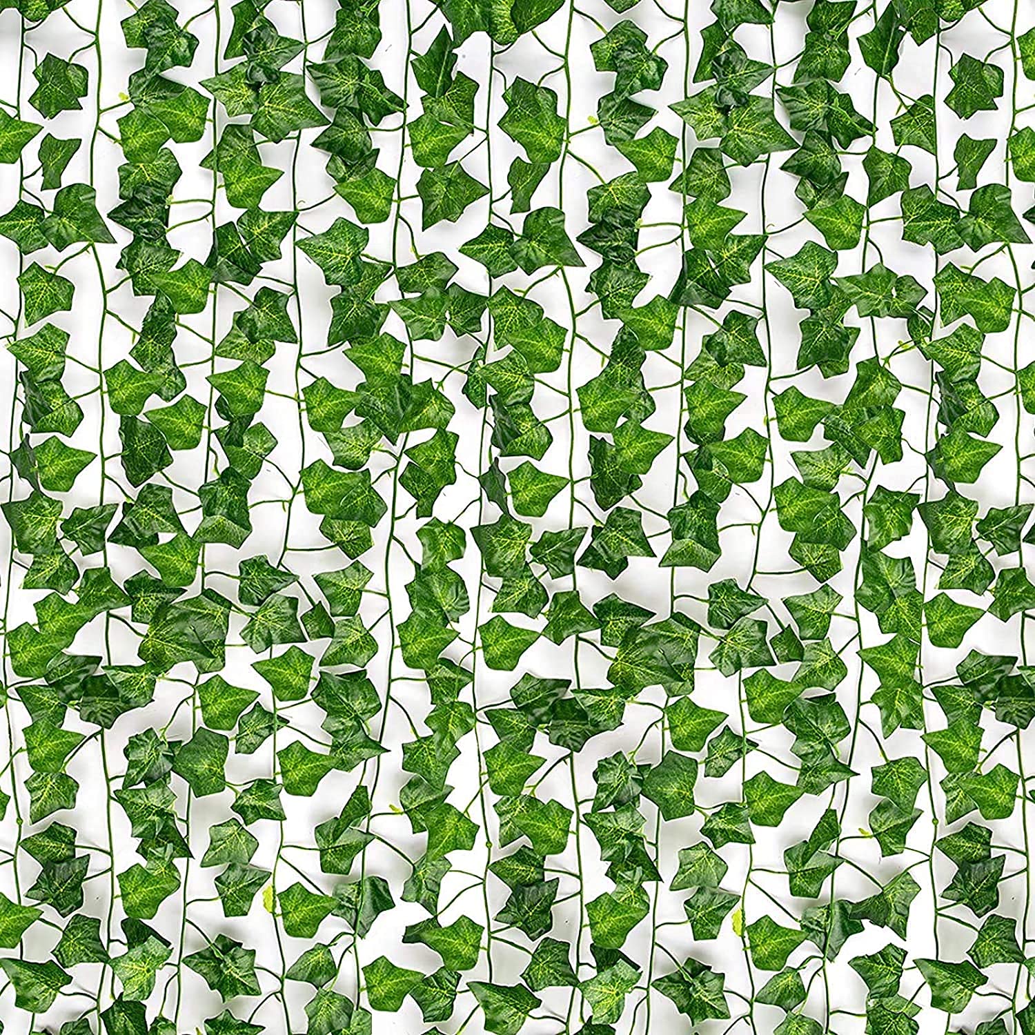QKUI Fake Ivy-12 Pcs 79.08Feet/Each 6.59ft Artificial Ivy Leaf Plants,Silk Ivy Garland Greenery Artificial for Party Garden Outdoor Wedding Wall for Home, Birthday, Party Decoration (Ivy Leaf)