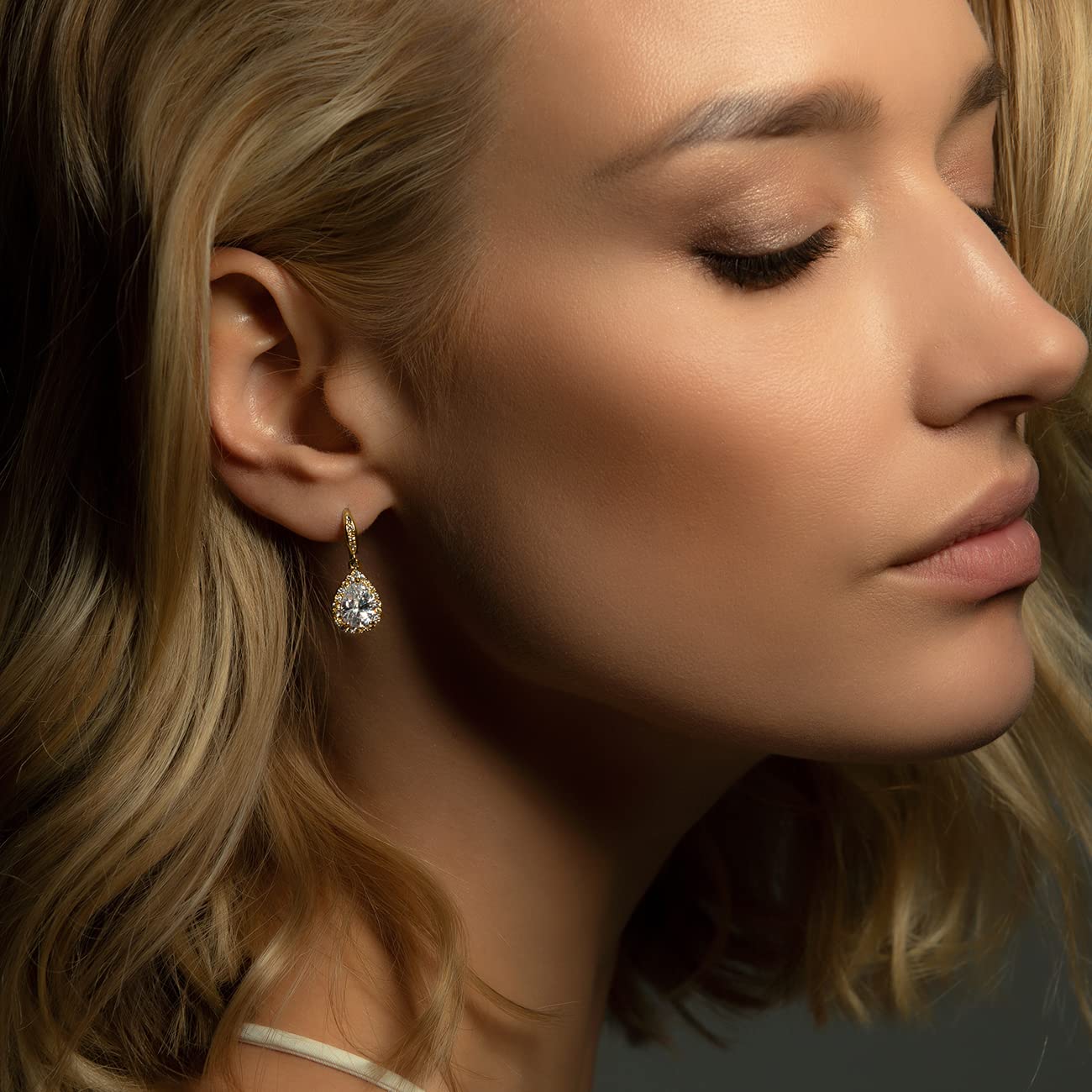 A+O Wedding Bridesmaids Gift Drop Dangle Earrings in Gold