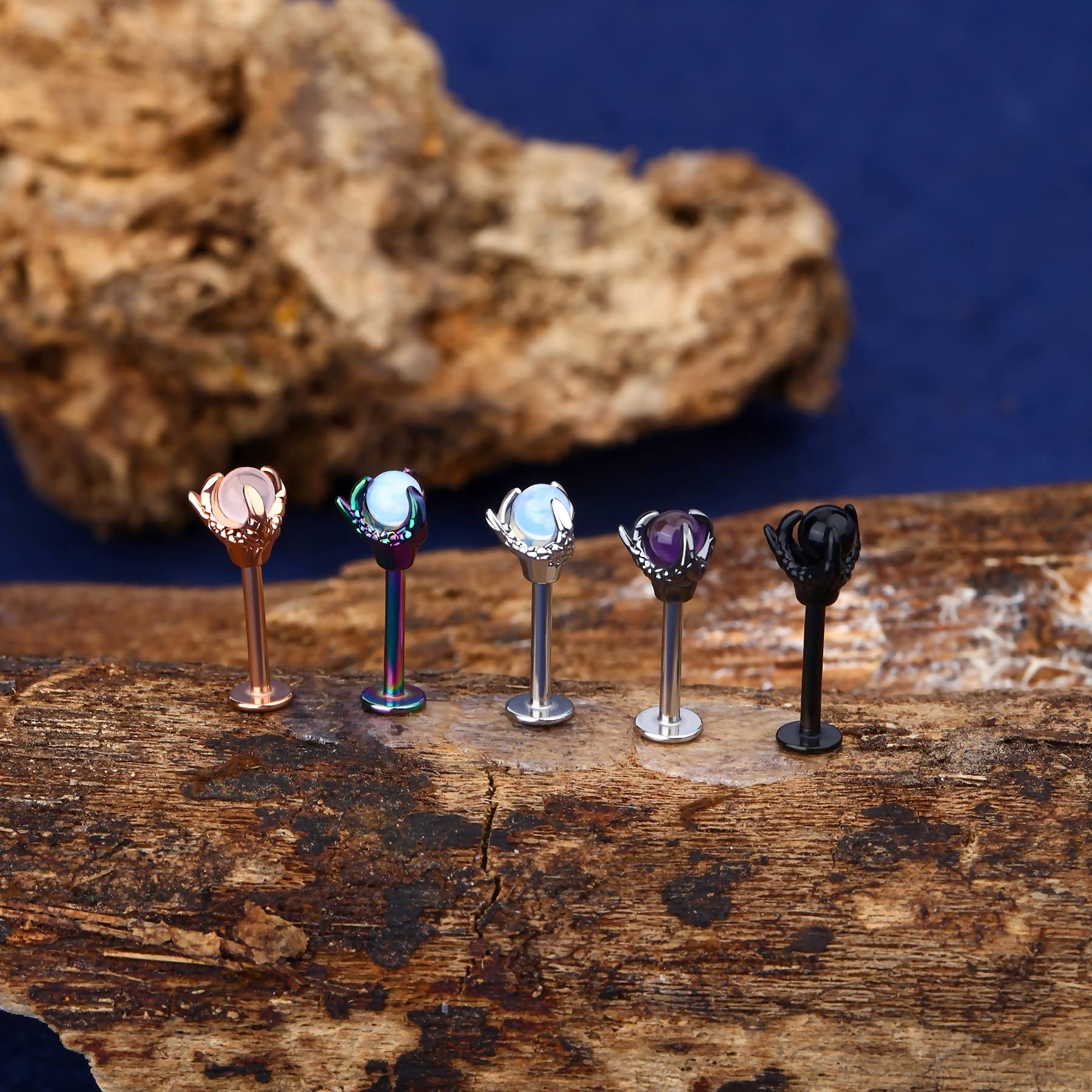 OUFER Helix Earrings 16G Stainless Steel Dragon Claw Tragus Stud Earrings Ear Piercing Jewelry Labret Monroe Lip Rings