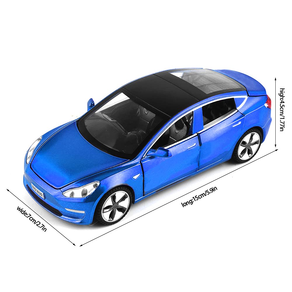 Diecast Toy Car Model 3 Car Model,Zinc Alloy Simulation Casting car Model Pull Back Vehicles,1:32 Scale Mini Vehicles Toys with Lights and Music for Toddlers Kids Children Birthday Gift (Blue)