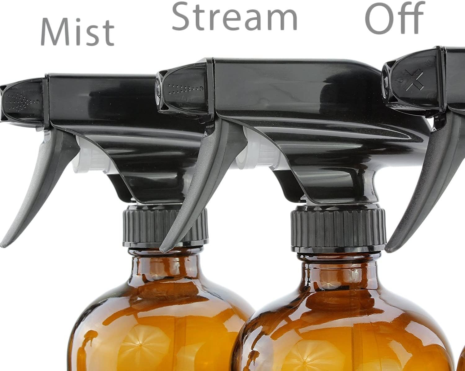 Cornucopia Brands 16oz Amber Glass Spray Bottles (6-Pack), Boston Round Bottles W/Heavy Duty Mist and Stream Sprayers