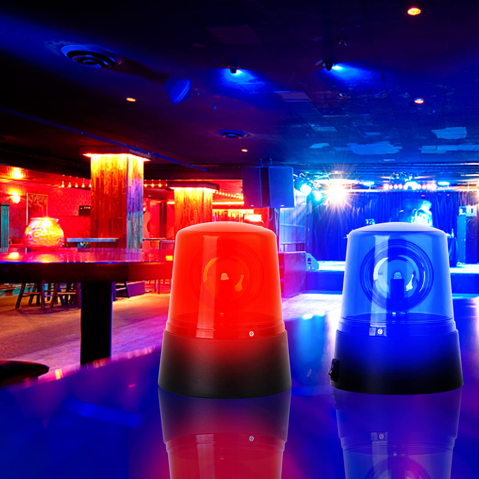 ERGAOBOY 1 Set Red & Blue 360 Degree Rotating Decorative,Disco Bar Party Dancing LED Strobe Light