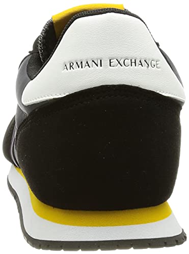 A|X Armani Exchange Men's Texturized Suede & Mesh Logo Sneaker, Black/Iron, 12