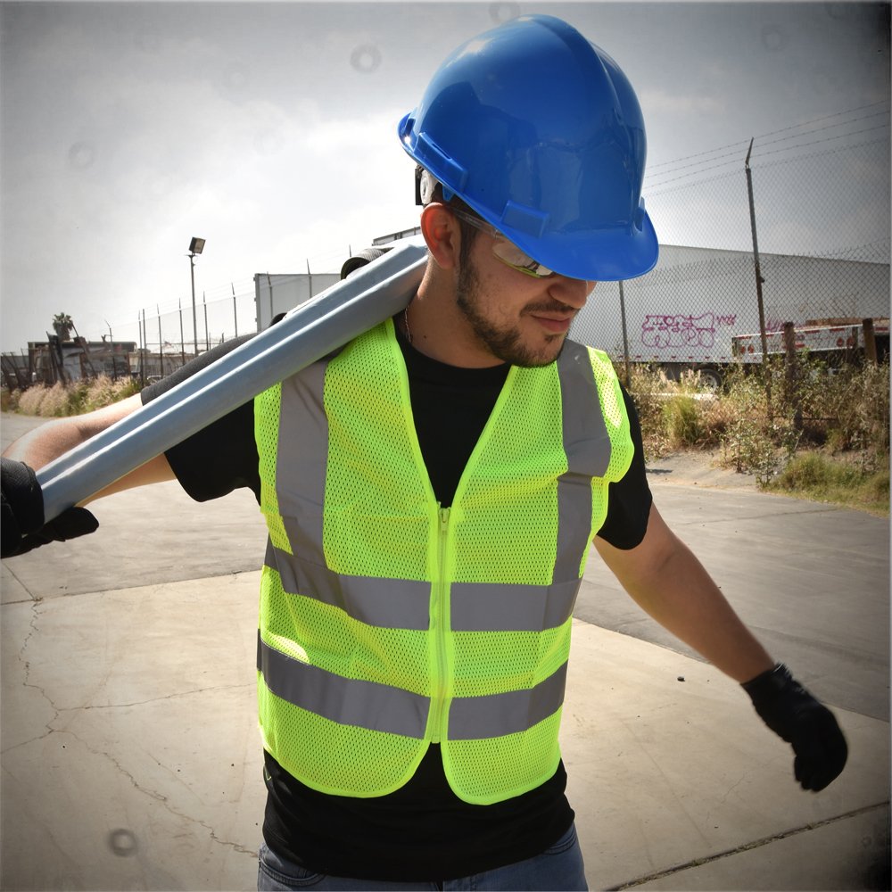 Neiko 53956A High-Visibility Safety Vest with Reflective Strips for Emergency, Construction, and Safety Use, Neon Yellow, Medium