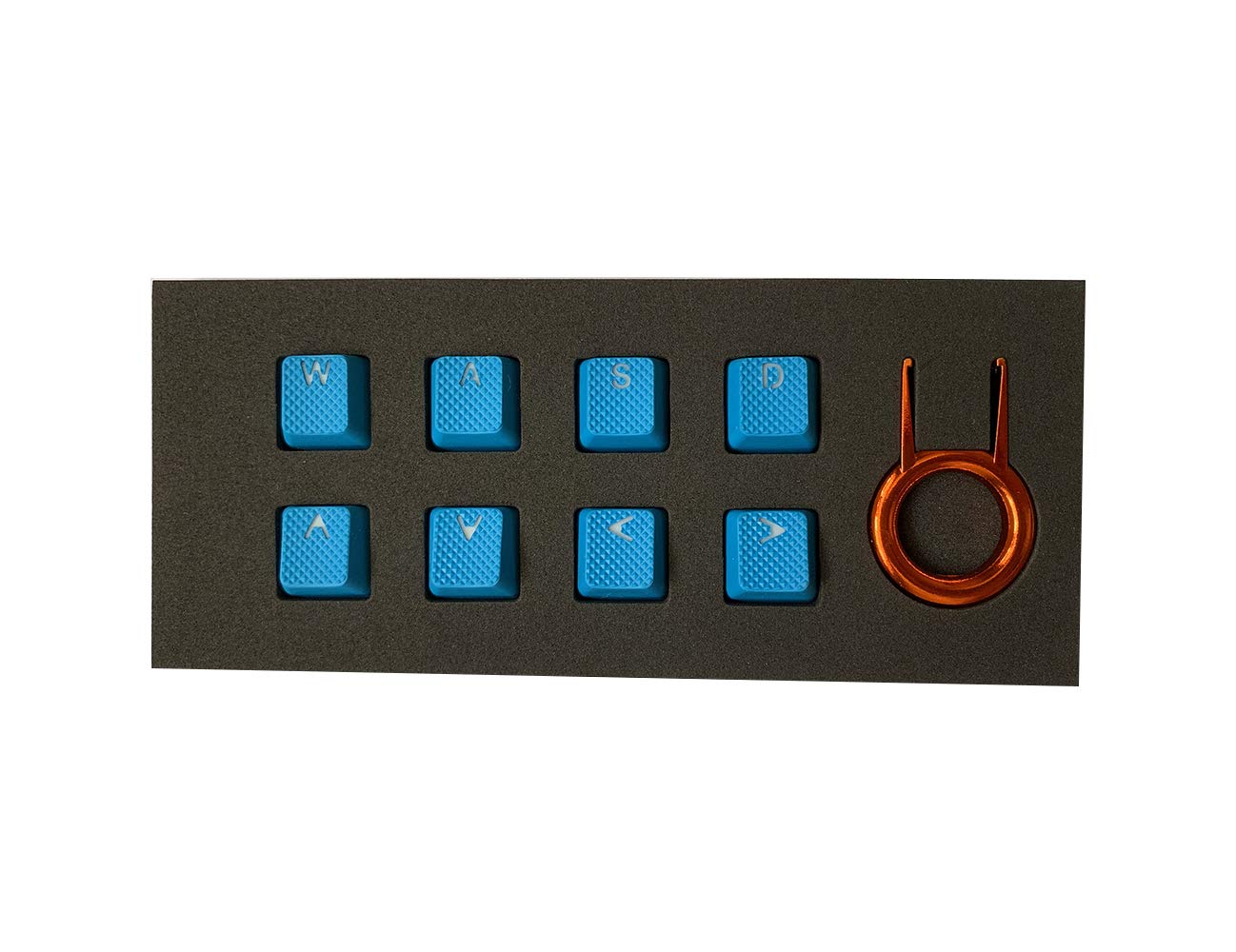 Tai-Hao Rubber Gaming Backlit Keycaps Set - 8 Keys Rubberized DoubleShot Key Caps for Cherry MX Mechanical Keyboards Compatible OEM Include Key Puller (Blue-8 Keys)