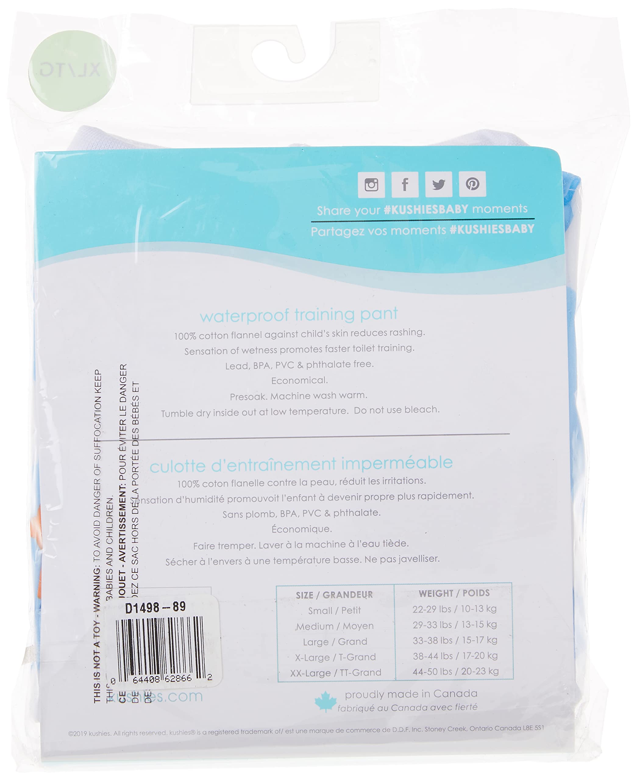 Kushies Baby Waterproof Training Pant, Blue, 38-44 Pounds, Whales, X-Large