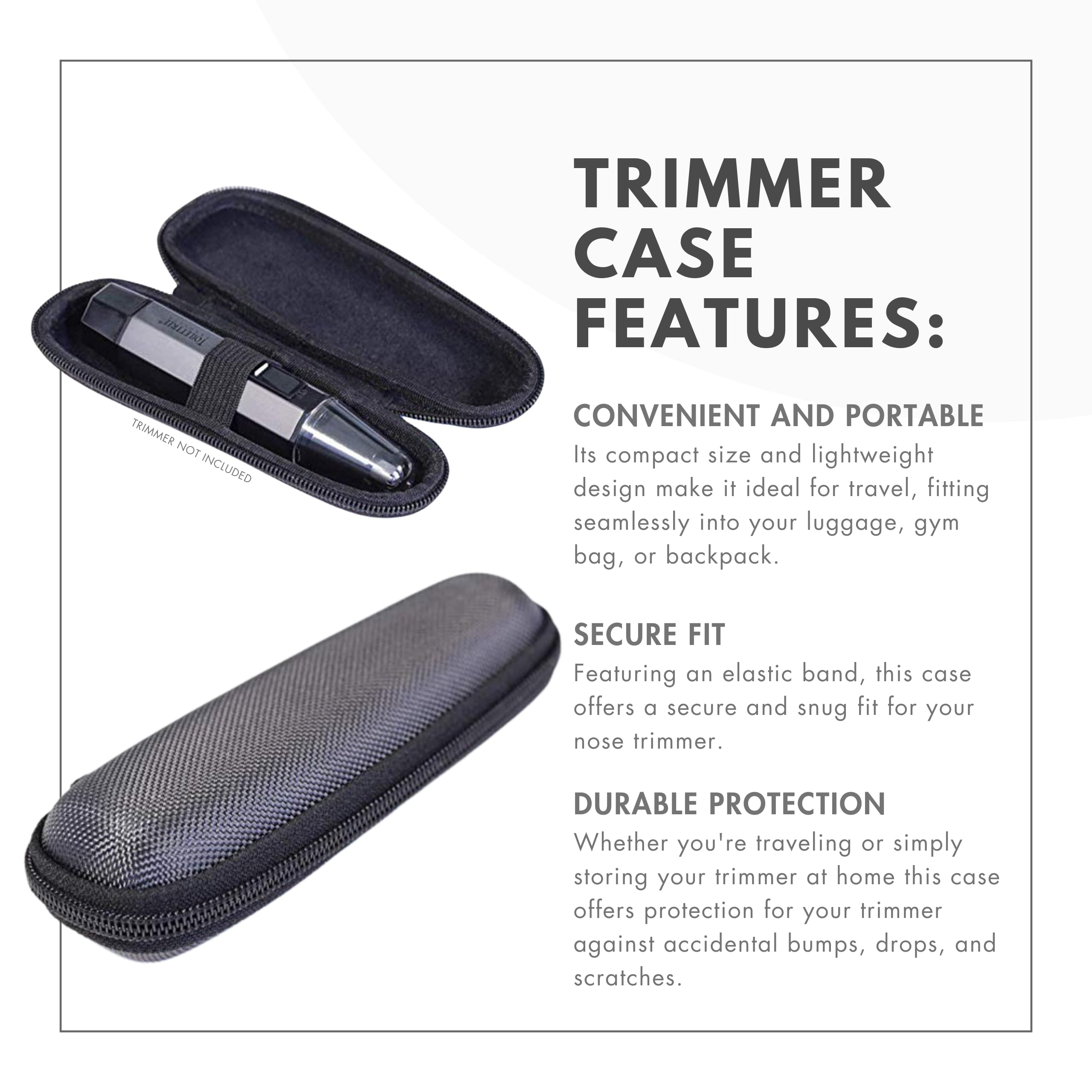 ToiletTree Products Travel Case for The Professional Water Resistant Heavy Duty Steel Nose Trimmer with LED Light. Trimmer Not Included (Case)