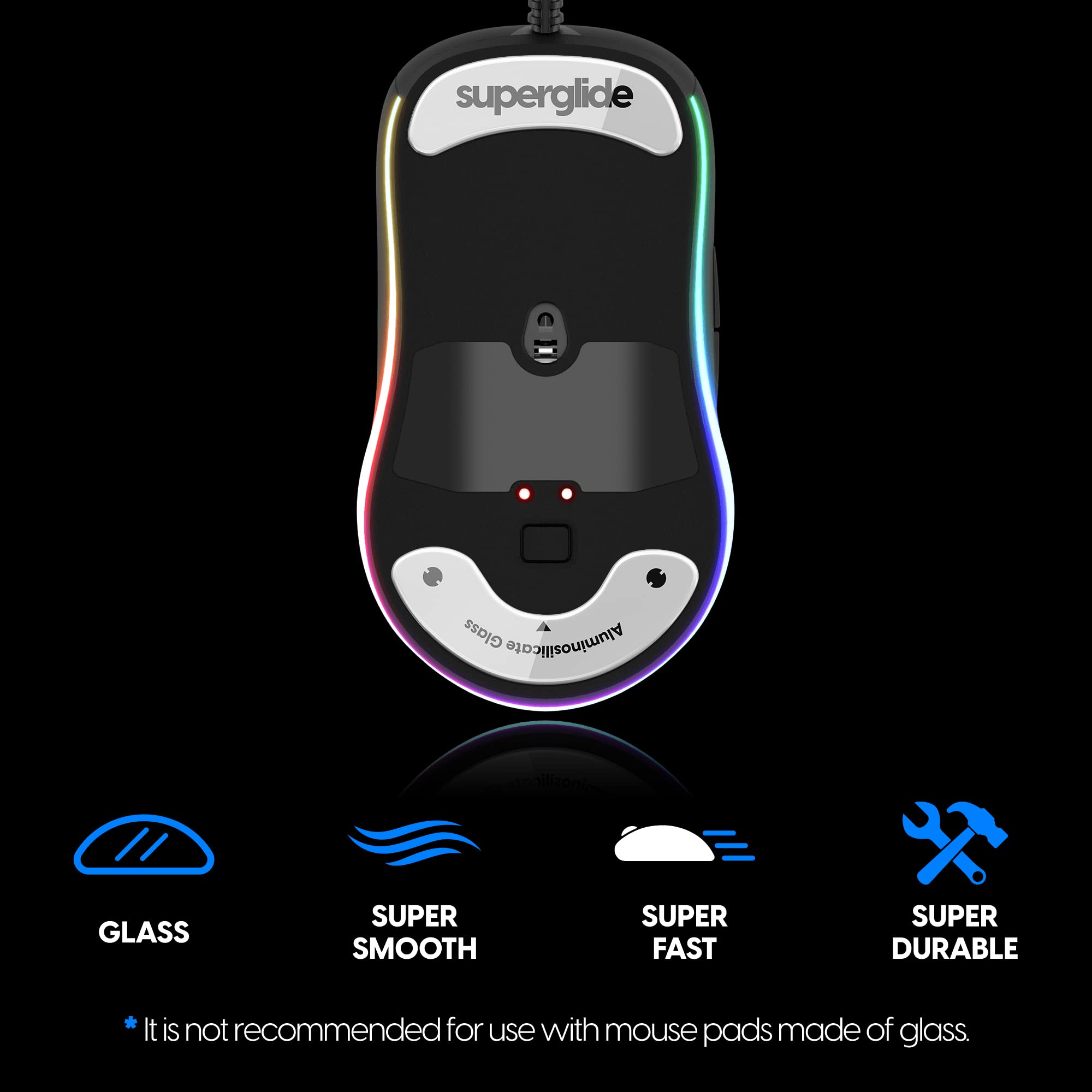 Superglide - Fastest and Smoothest Mouse Feet/Skates Made with Ultra Strong Flawless Glass Super Fast Smooth and Durable Sole for Endgame Gears XM1 RGB / XM1r [White]