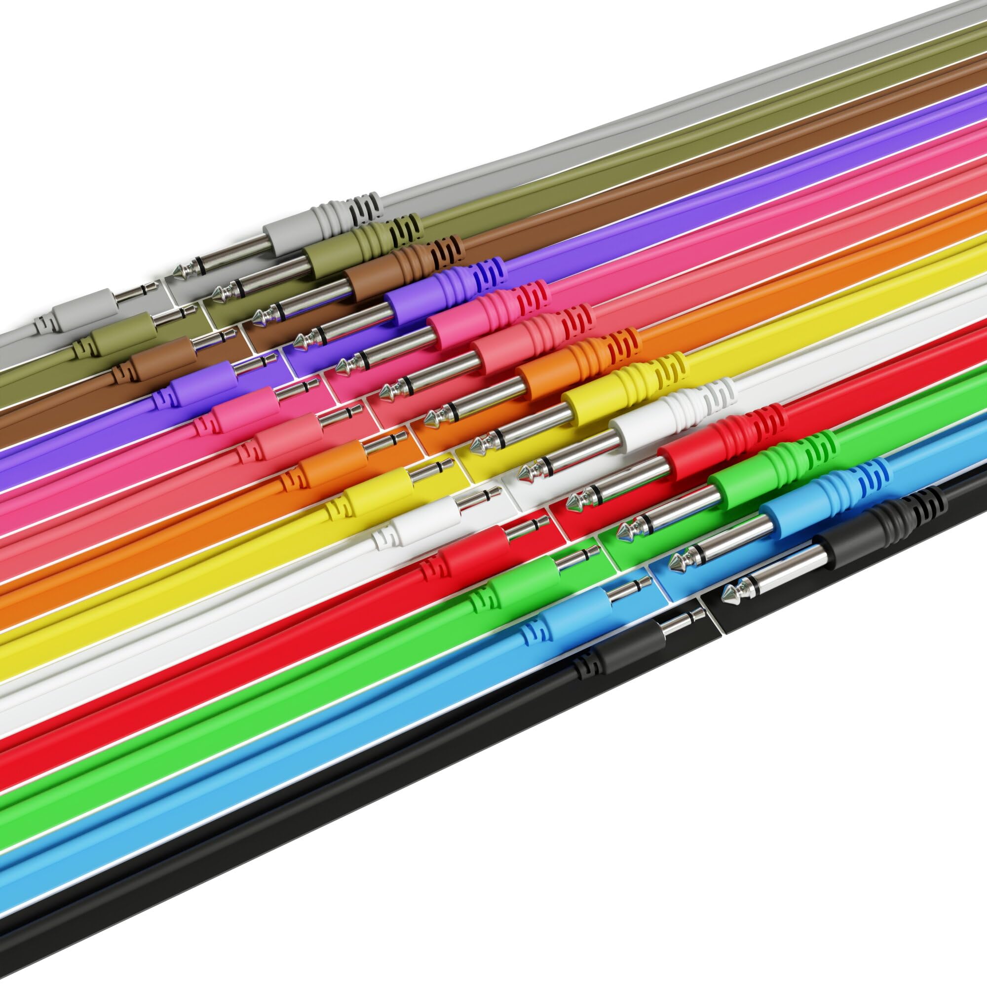 ExcelValley - Mono Patch Cables - TS 3.5mm 1/8" to 6.35mm 1/4" [6A-Pack | 150 cm - 59.06"]