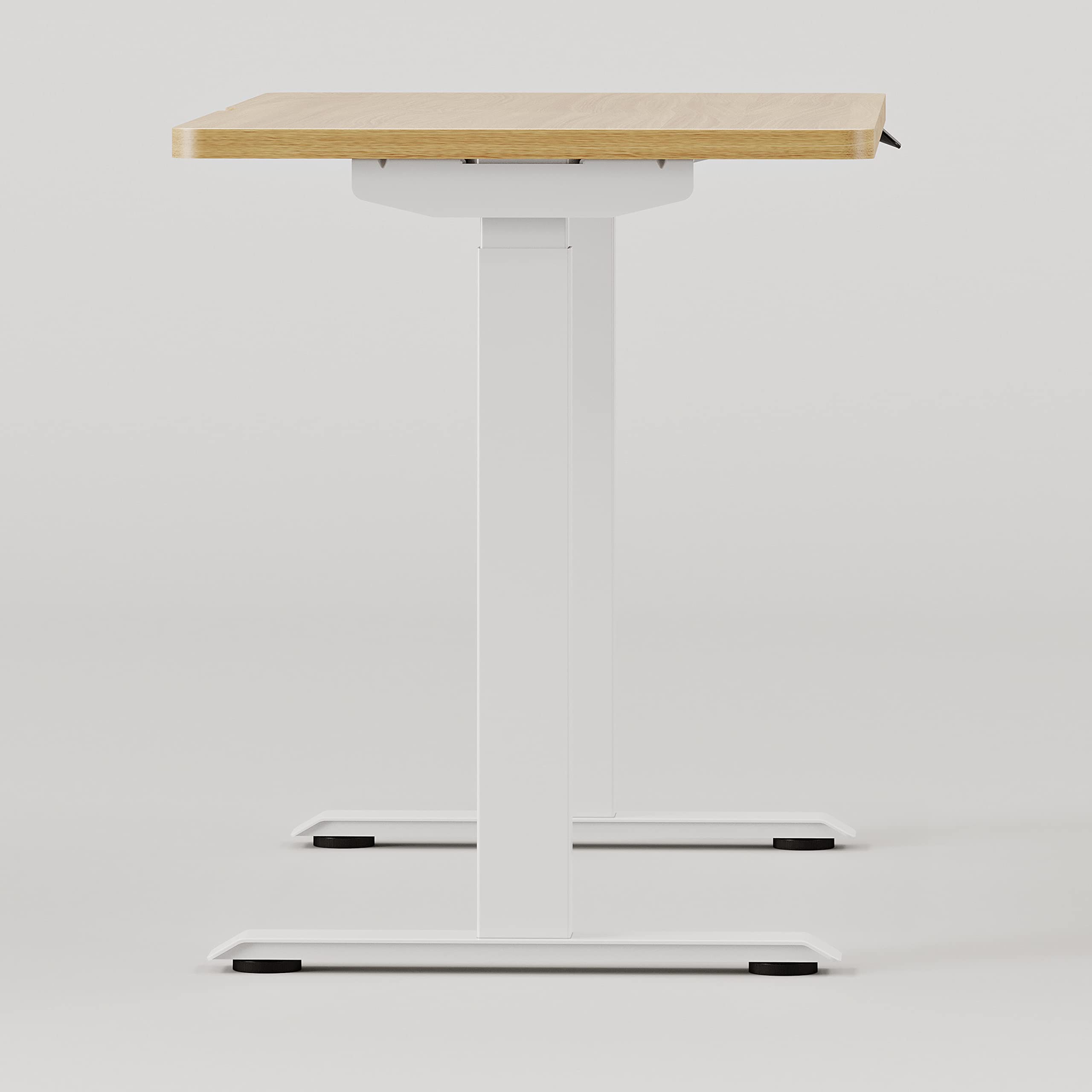 Branch Duo Standing Desk 36 Inches - Adjustable Standing Desk with 20β Range - OLED Control Panel - Frameless Design & Compact Size Suitable for Many Spaces - White Base - Woodgrain Top