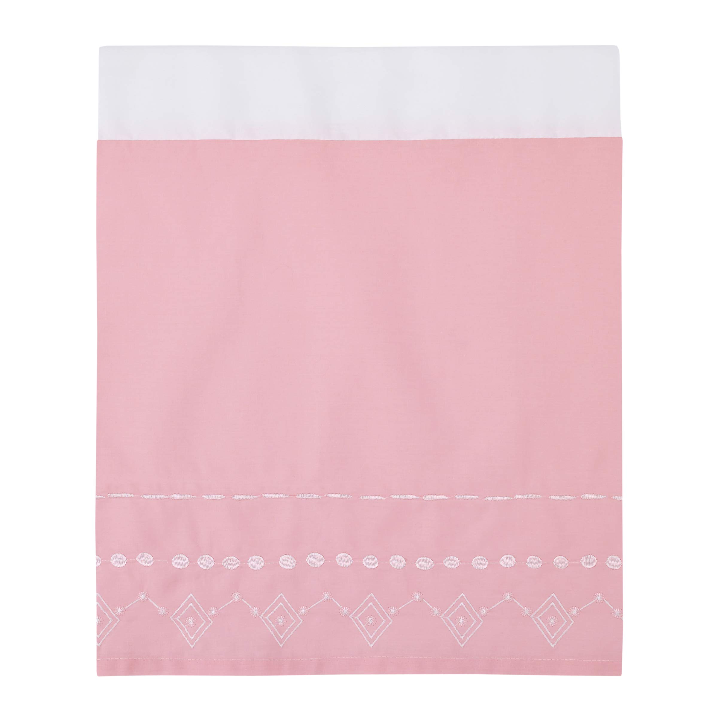 Nojo Tropical Flamingo Pink & White 100% Cotton 4Piece Nursery Crib Bedding Set, Embroidered Quilt, Fitted Sheet, Dust Ruffle, & Diaper Stacker, Pink, White, Grey