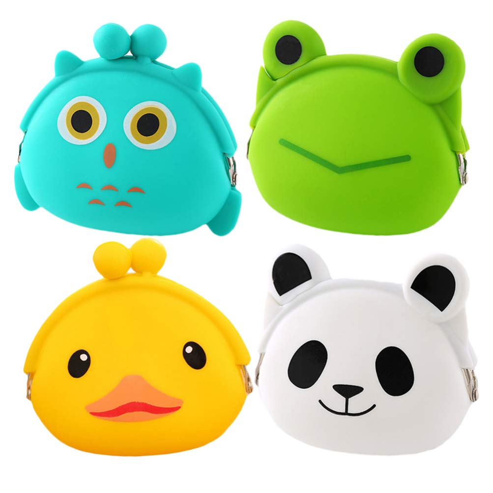 Mini Cute Silicone Coin Bag: Kids Cartoon Animal Change Pouch Small Silicone Purse for Children Toddlers Coin Change Earphone Container 4pcs Random Style