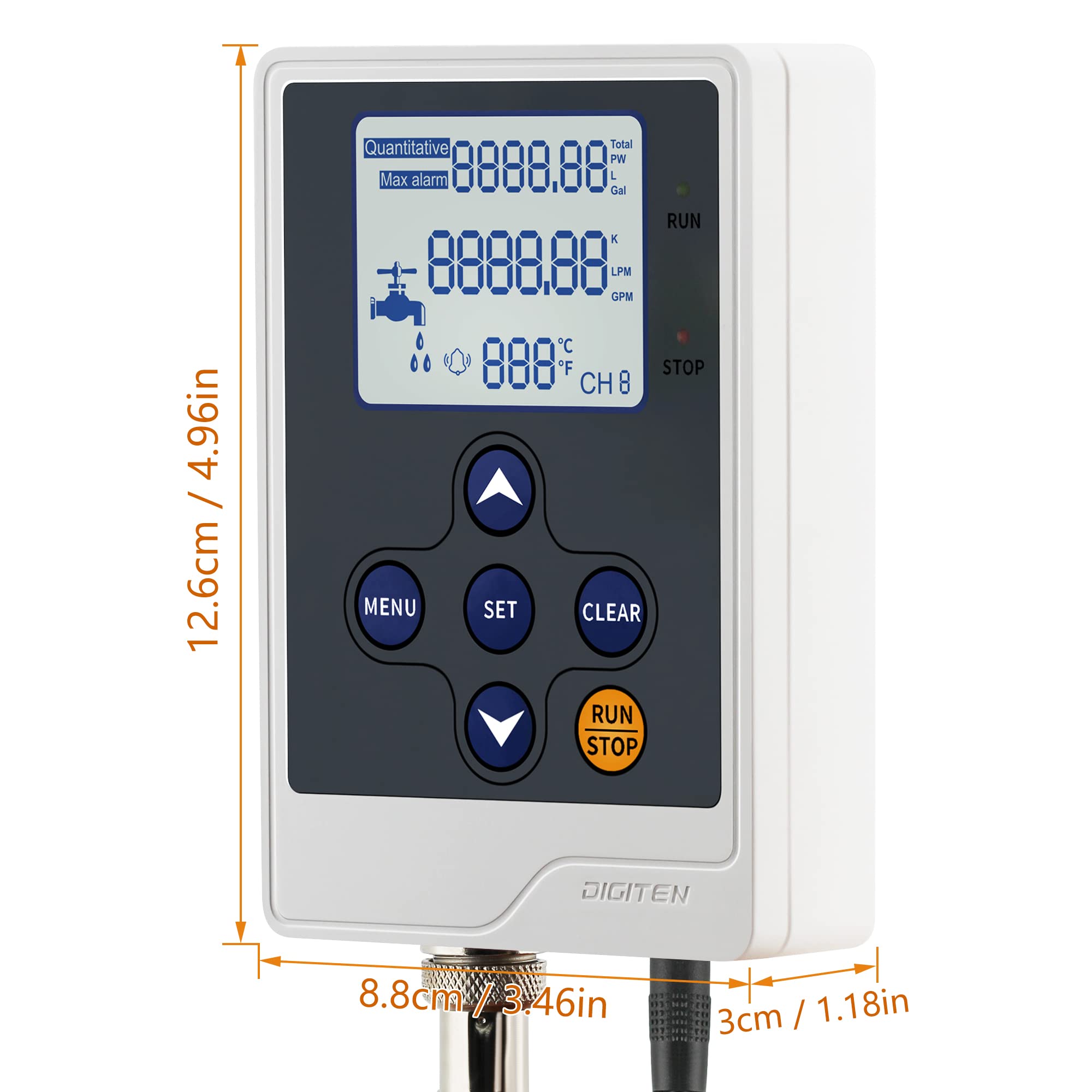 DIGITEN G1/2" Male Oil Fuel Gasoline Diesel Milk Water Liquid Gear Flow Sensor Meter + Digital Display Flowmeter Quantitative Controller Counter