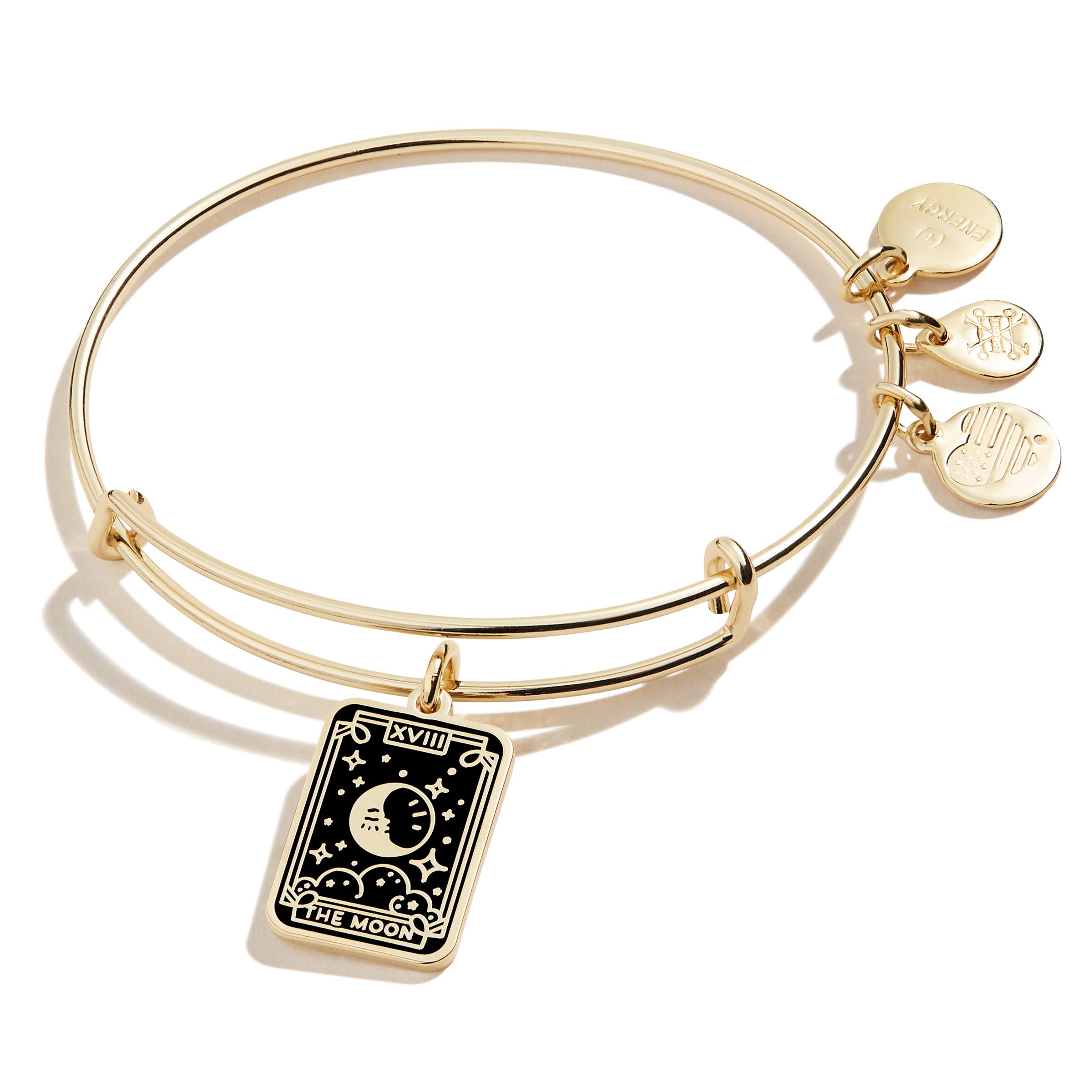Alex and Ani Moon Tarot II Expandable Bangle for Women, Moon Tarot Card Charm, Shiny Gold Finish, 2 to 3.5 in