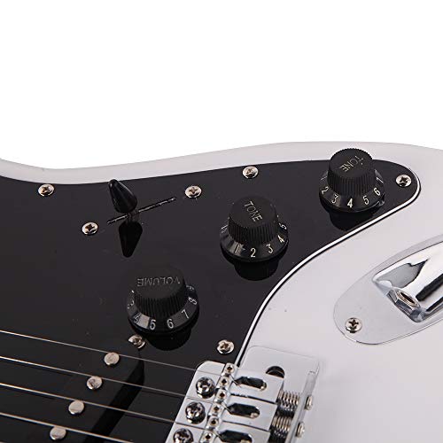 Electric Guitar 39" inch Complete Beginner Starter kit Full Size with 20w Amp,w/Strap,Bag,Guitar Amplifier,Power Wire,Plectrum,Tremolo Bar (White)