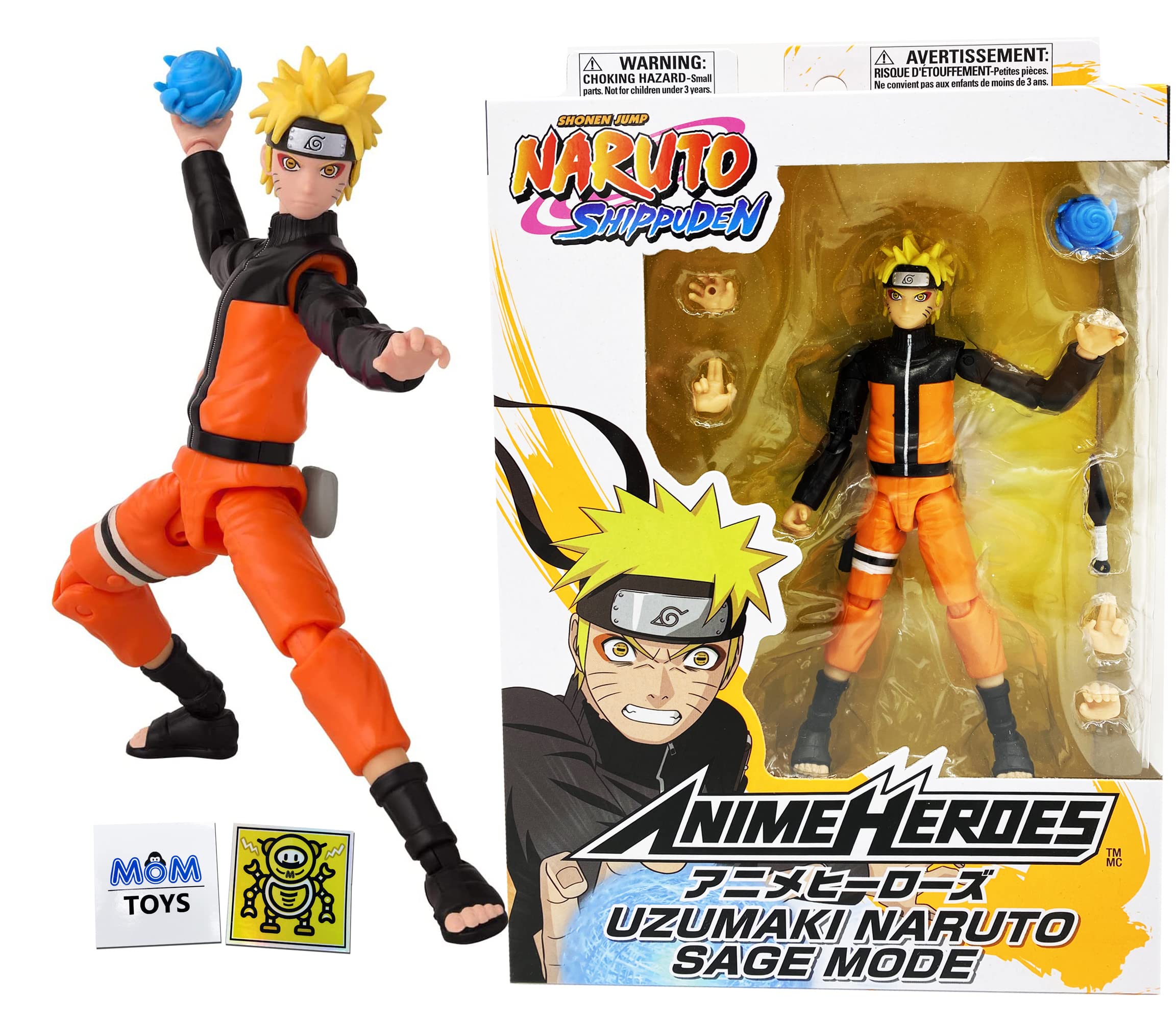 Bandai Naruto Anime Heroes Naruto Uzumaki Naruto Sage Mode Toy Action Figure Toy Bundle with 2 My Outlet Mall Stickers