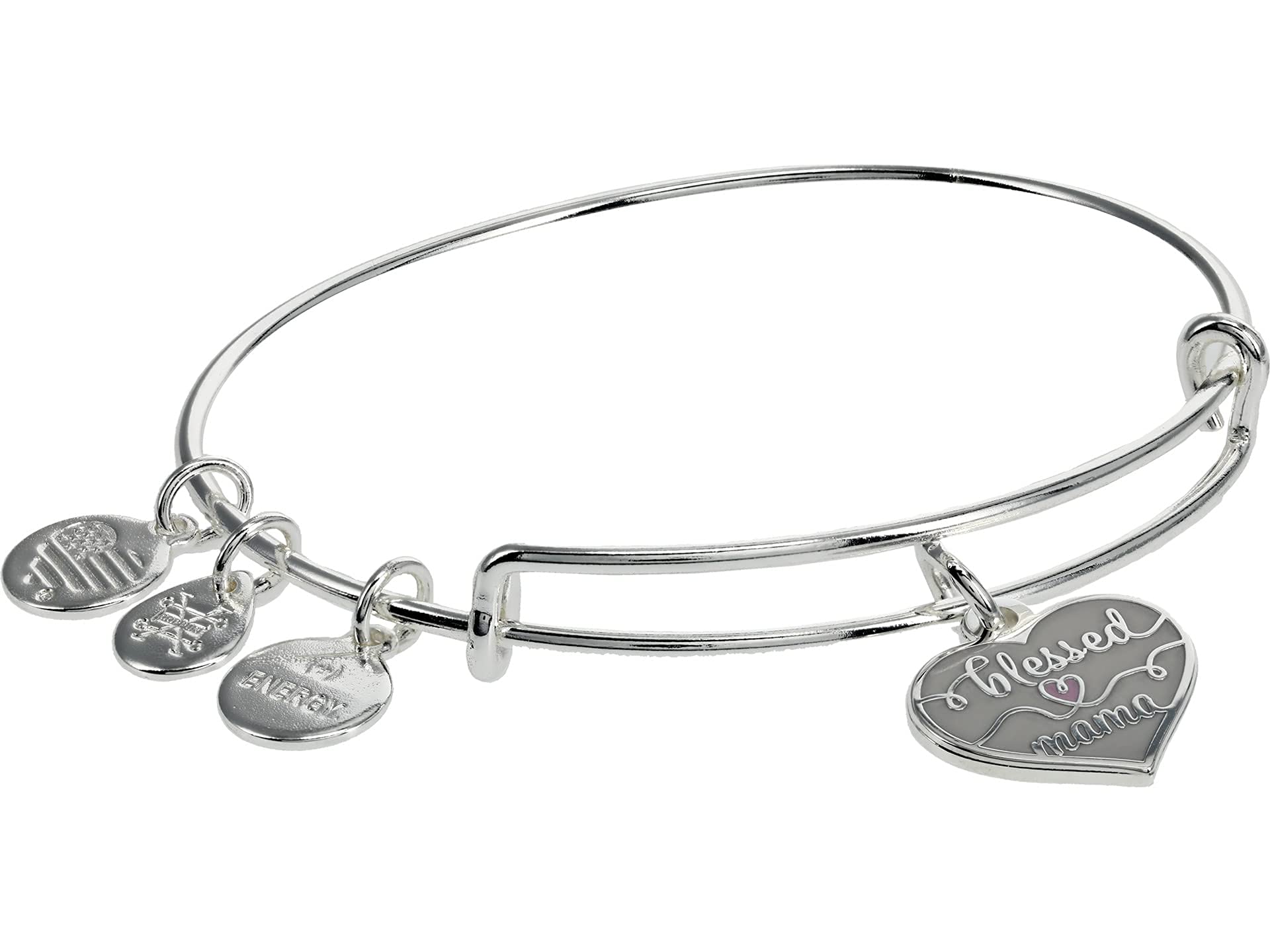Alex and Ani Occasions Expandable Bangle for Women, Blessed Mama Charm, Shiny Silver Finish, 2 to 3.5 in, One Size