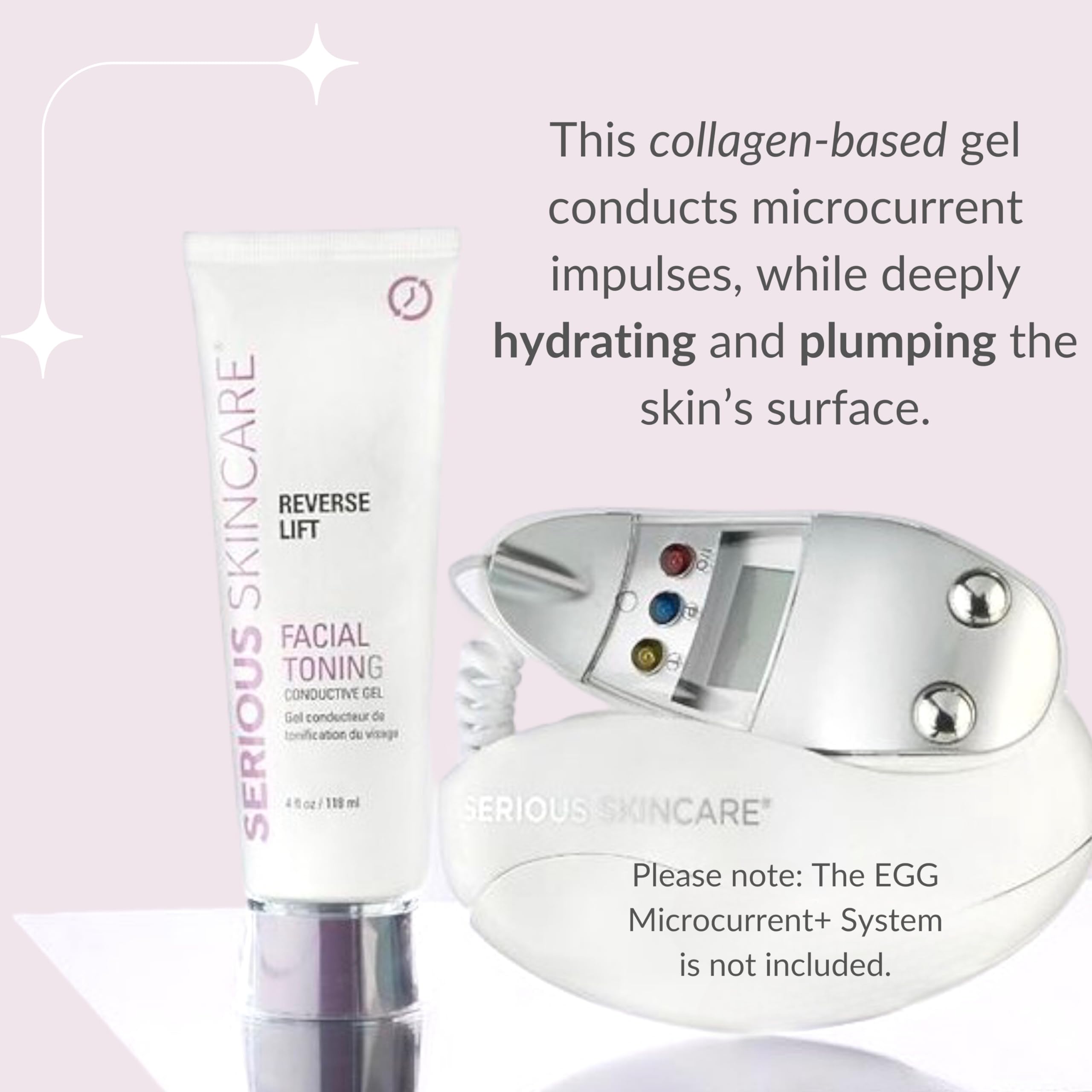 Serious Skincare Reverse Lift Collagen Based Conductive Activator Gel for Facial Toning - Compatible with All Microcurrent & RF Frequency Tools, NuFace - Skin Hydrating Formula - Glides Easily - 4 oz