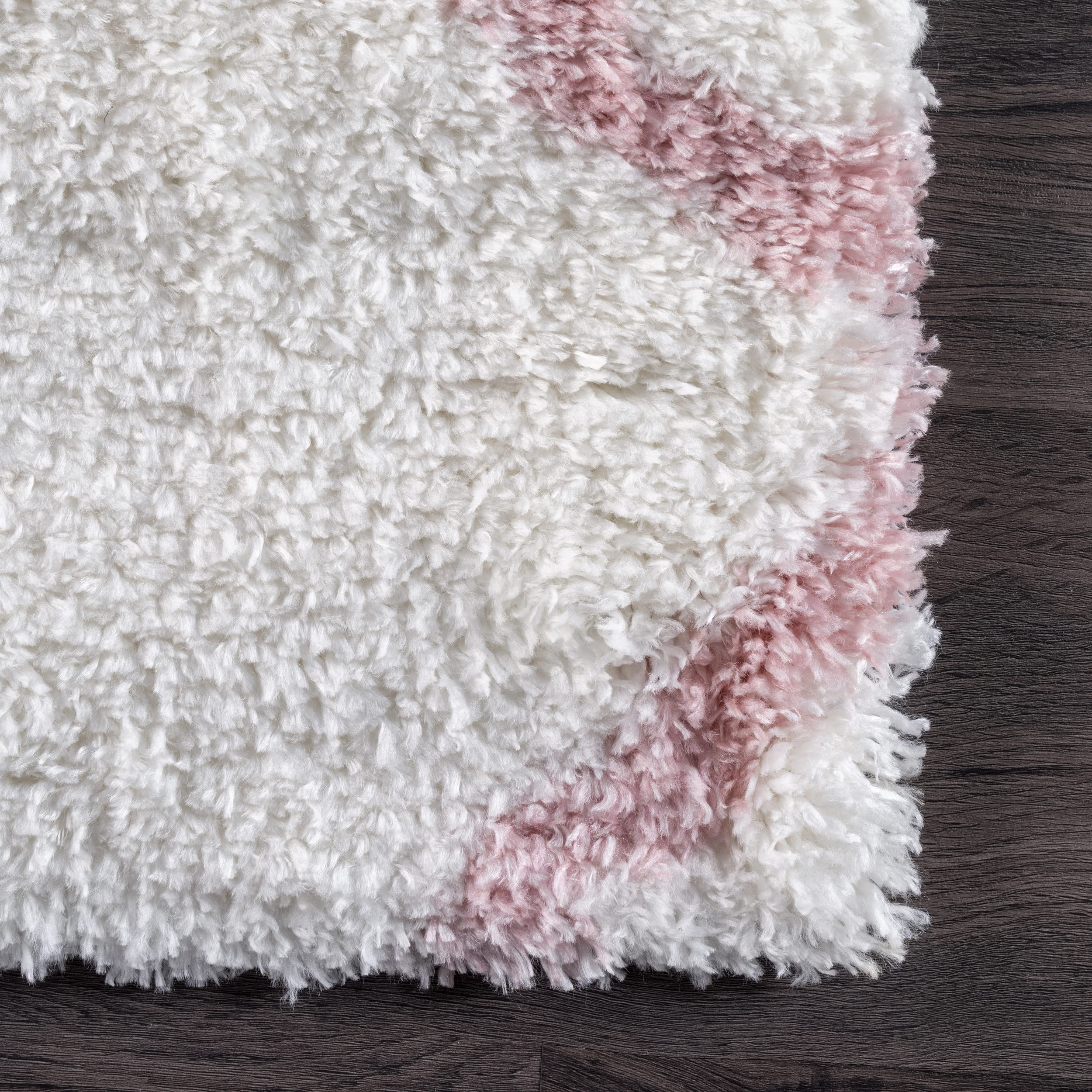nuLOOM Nelda Trellis Kids Shag Runner Rug, 2' 8" x 8', Baby Pink