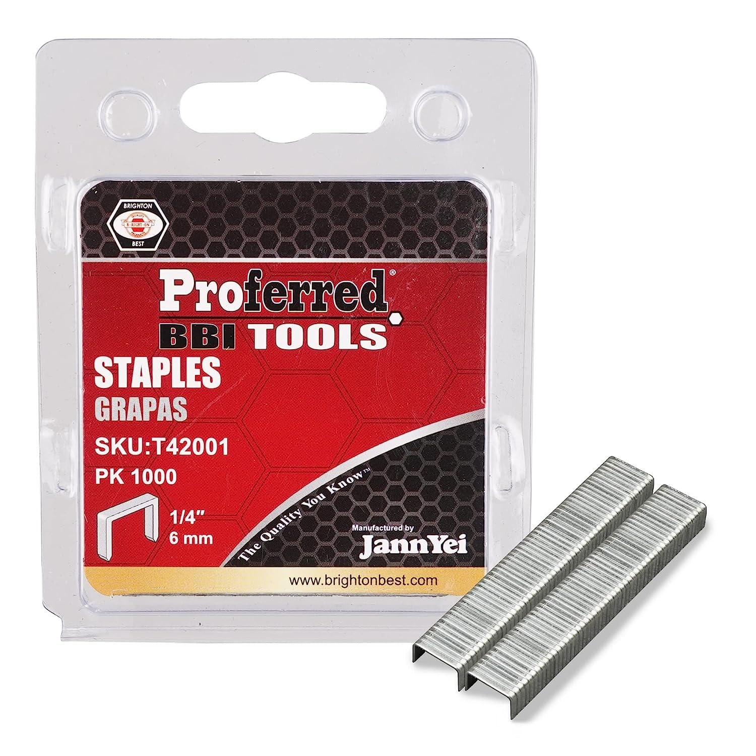 Proferred T42001 Staples, 1.2 mm Thick x 10.6 mm Wide, 1/4" (6 mm) Height