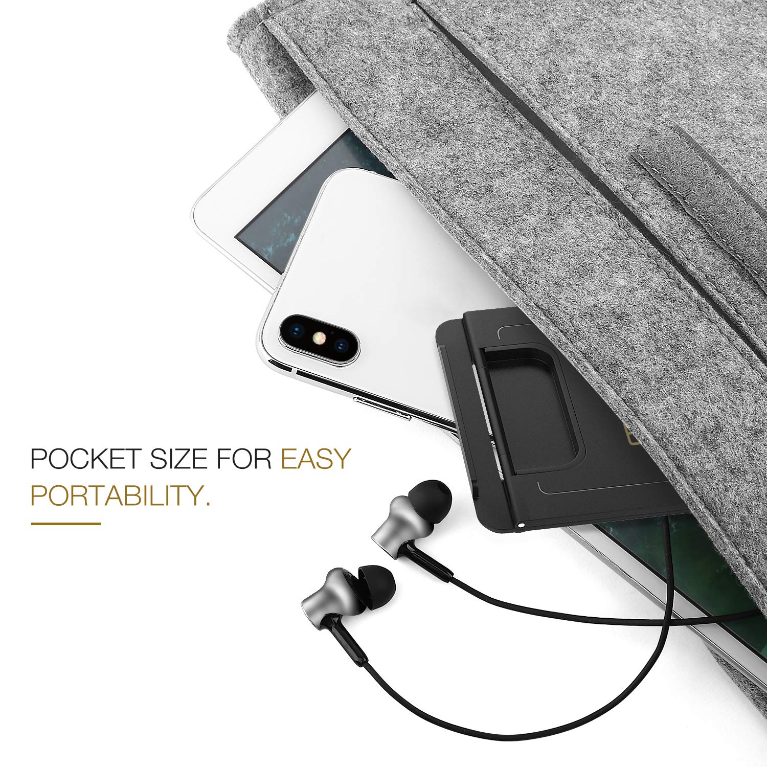 MoKo Adjustable Foldable Portable Electronic Device Stand, Compatible with 6-11 Inch Tablets and Phones, Strong and Durable ABS and Rubber Construction, Easy to Adjust and Fold
