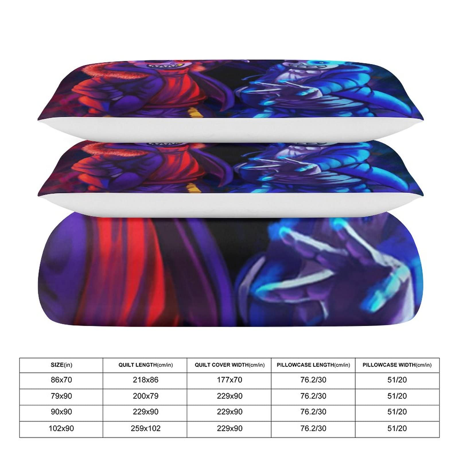TKBIIuds Blue & Red Sa-ns Bed Sheet Duvet Cover Set Print Pattern Soft 3-Piece Bedding Set with 2 Pillow Shams 86"x70"