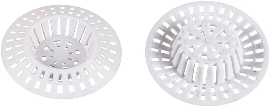 Kitchen Sink Filter Reusable Plastic Bath Sink Strainer Set 7 cm Pack of 2 White