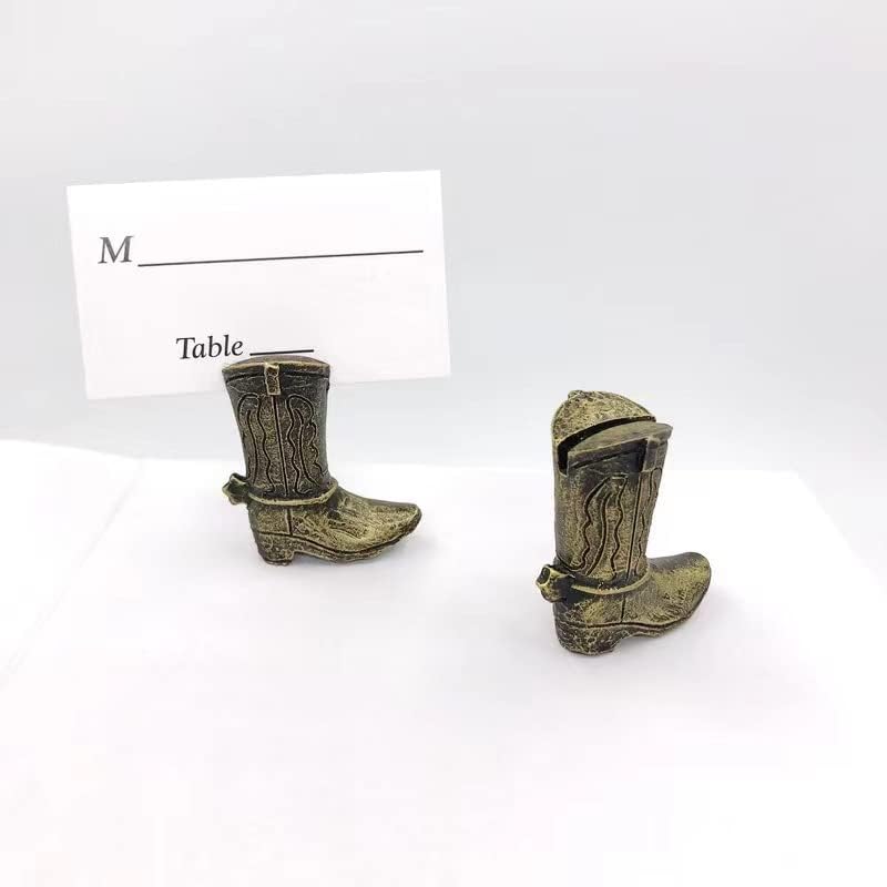 Bi-sonic lee 10PCS Golden Cowboy Boots Table Card Holder,Place Card Holders, Table Number Holder,Photo Holders, Party Favors, Wedding Decorations (Cowboy Boots,Golden)
