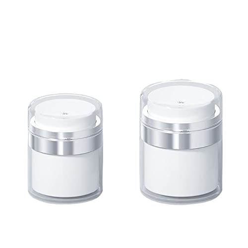 Airless Pump Bottles,Cream Jar Vacuum Bottle,Empty Makeup Travel Jars Push Down Pump Dispenser, Vacuum Refillable Cosmetic Containers with Lids for Moisturizer, Lotions and Creams (30+50ml)
