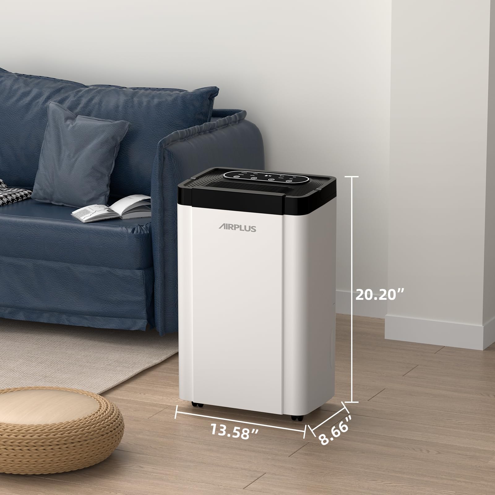 AIRPLUS 4,000 Sq. Ft. 50 Pints Dehumidifier with Hose, Humidity with Auto Shut off, Auto Drain or Manual Drainage, 0.8 gal Water Tank Capacity for Basement