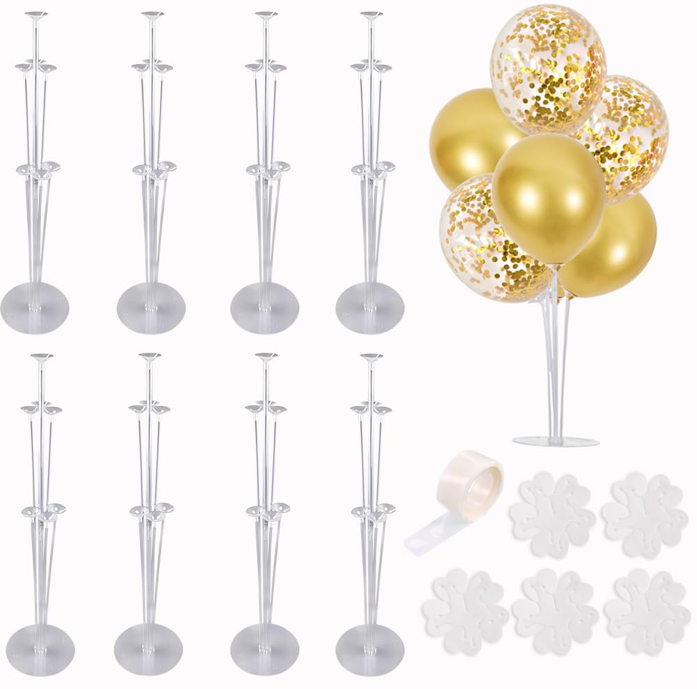 BEISHIDA 8 Sets Balloon Stand Kit 8, Balloon Centerpieces for Tables, Balloon Holder for Wedding Baby Shower Graduation Party Decorations 30th 40th 50th 60th Birthday Decorations (without balloons)