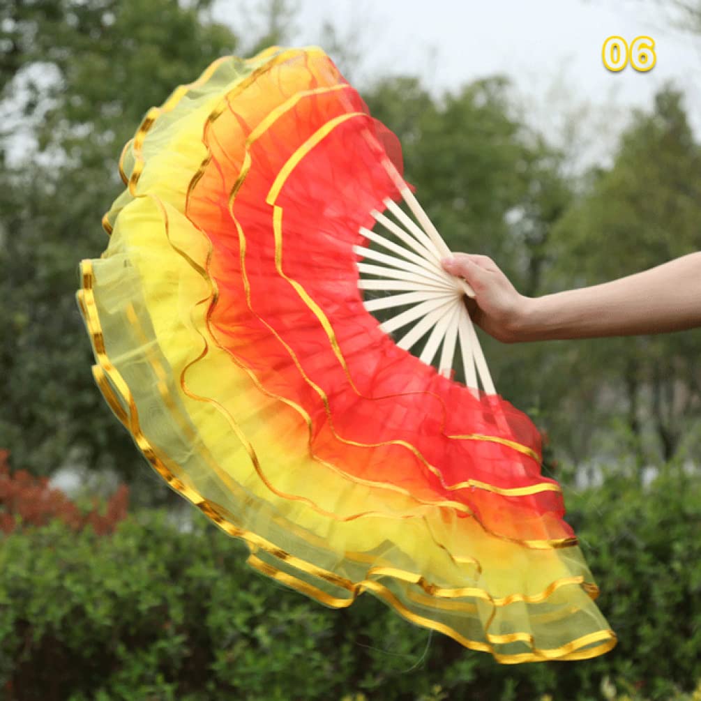 AAPIE Folding Fan 19 Styles Colorful Folding Flexible Dyed Silk Fan Folding Fan Hand Held Chinese Style Handmade Yangko Dance Performance Props for Women