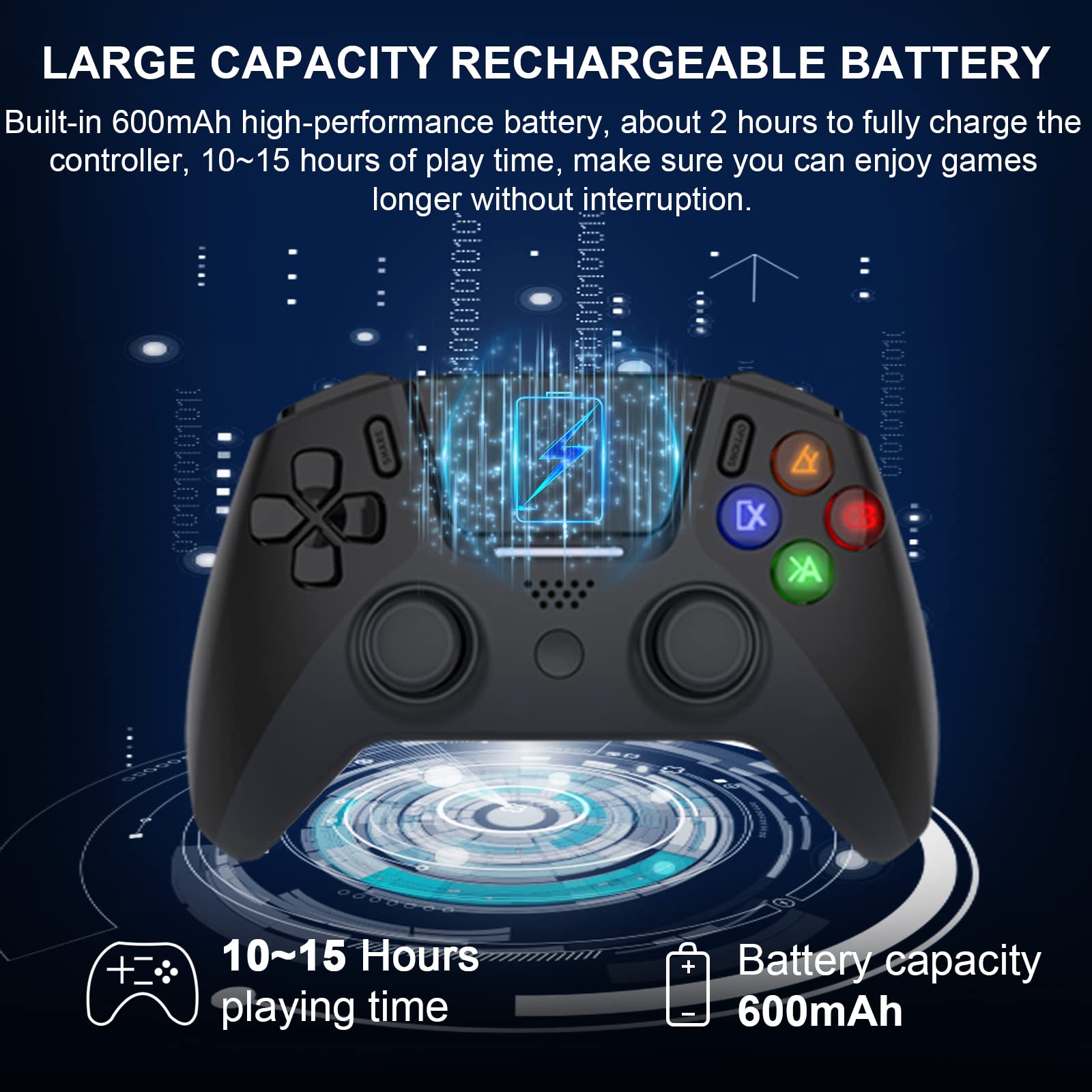 arVin Mobile Gaming Controller for PS4/PS3/PC/iPhone/Android Wireless Gamepad Joystick with Phone Holder for iPhone 15/14/13/12, iPad, iOS, MacBook, Samsung Galaxy, TCL, One Plus, Tablet, COD, Steam