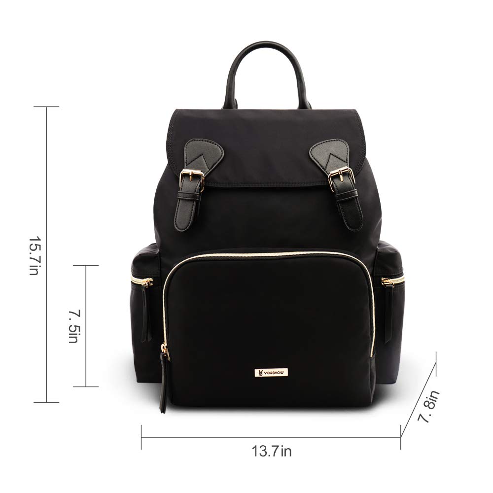 VS VOGSHOW Diaper Bag Backpack, Multifunction Baby Bag Backpack, Modern Baby Diaper Backpack, Stylish Maternity Nappy Bag, Black