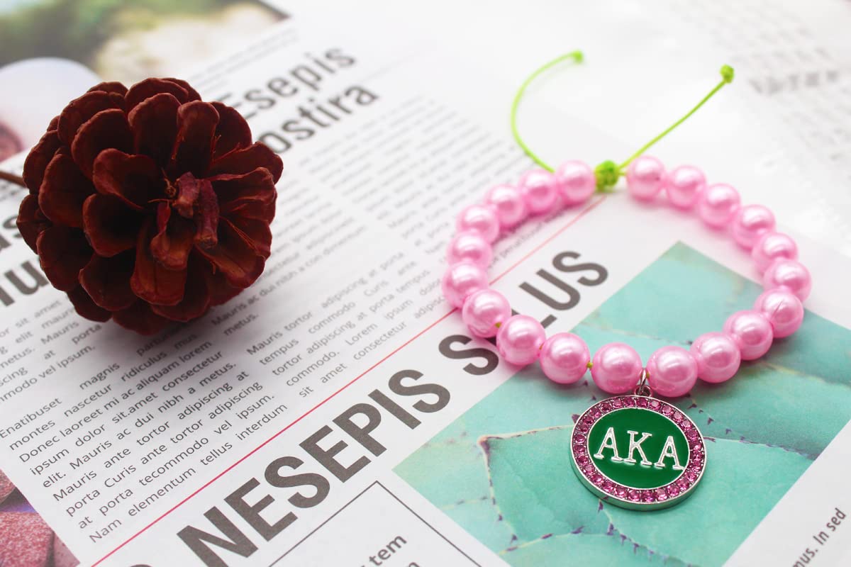 Akash Aka Bracelet For Women Girls Sorority Gift Pearl Bracelets In Pink Gift Box One Size