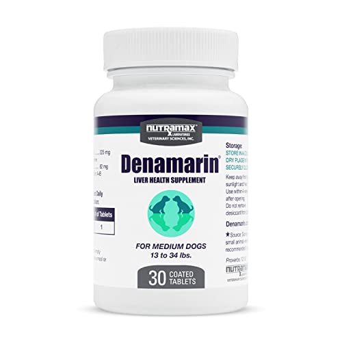 Nutramax Laboratories Denamarin Liver Health Supplement for Medium Dogs - With S-Adenosylmethionine (SAMe) and Silybin, 30 Tablets