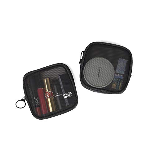 Patu Mesh Travel Toiletry Bag, Transparent Standing Pouch, Portable Shaving Washing Kits Organizer, Personal Care Trip Case, Pack of 2 (Size S), Black