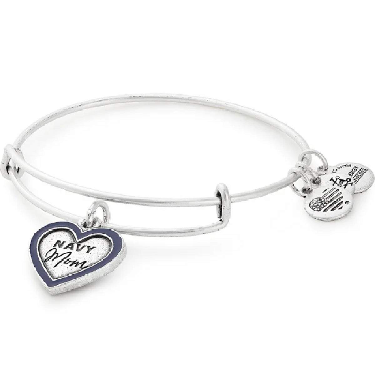 Alex and Ani Women's Navy Mom Bangle Bracelet, Rafaelian Silver