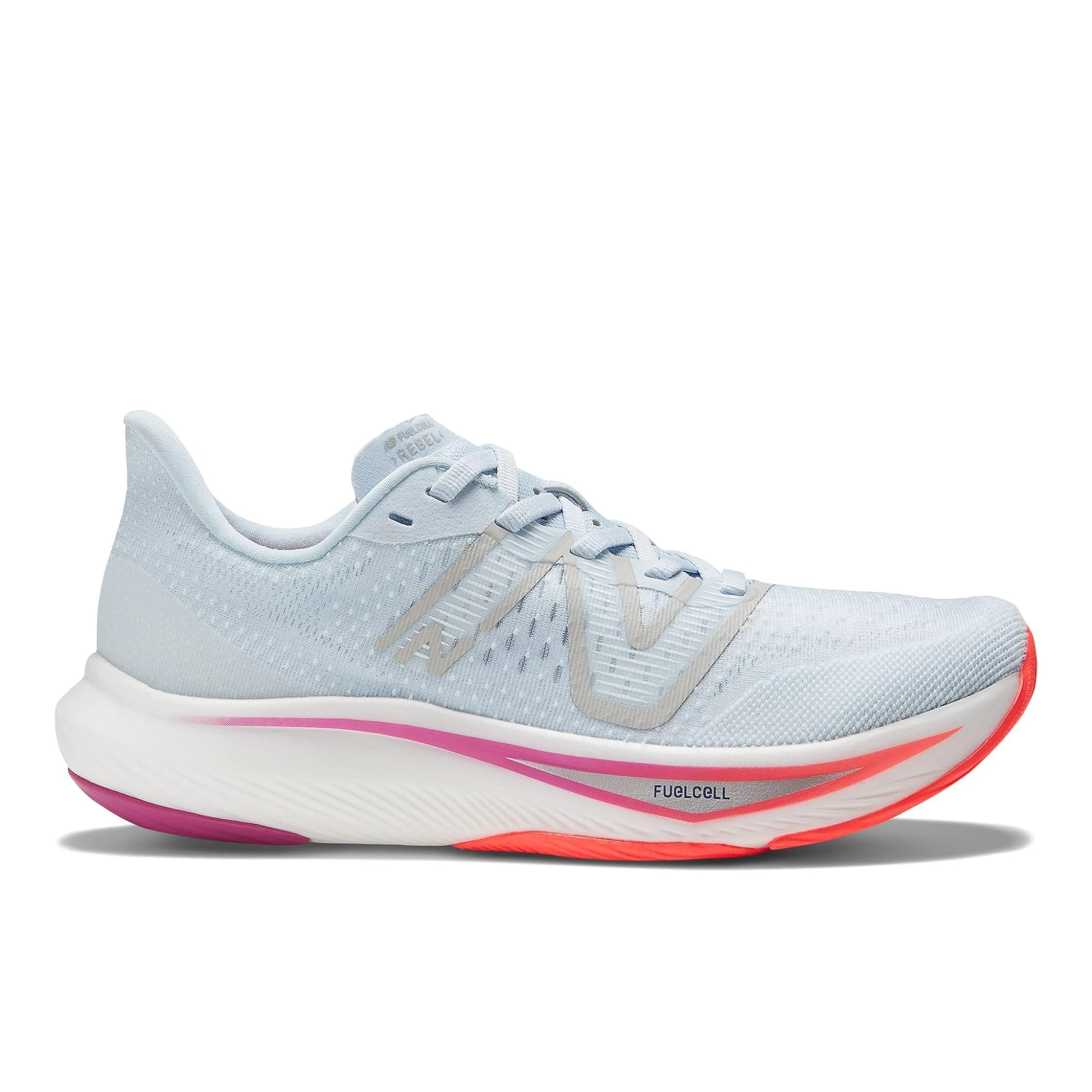 New Balance Women's FuelCell Rebel V3 Running Shoe, Starlight/Electric Red/Magenta Pop, 8.5