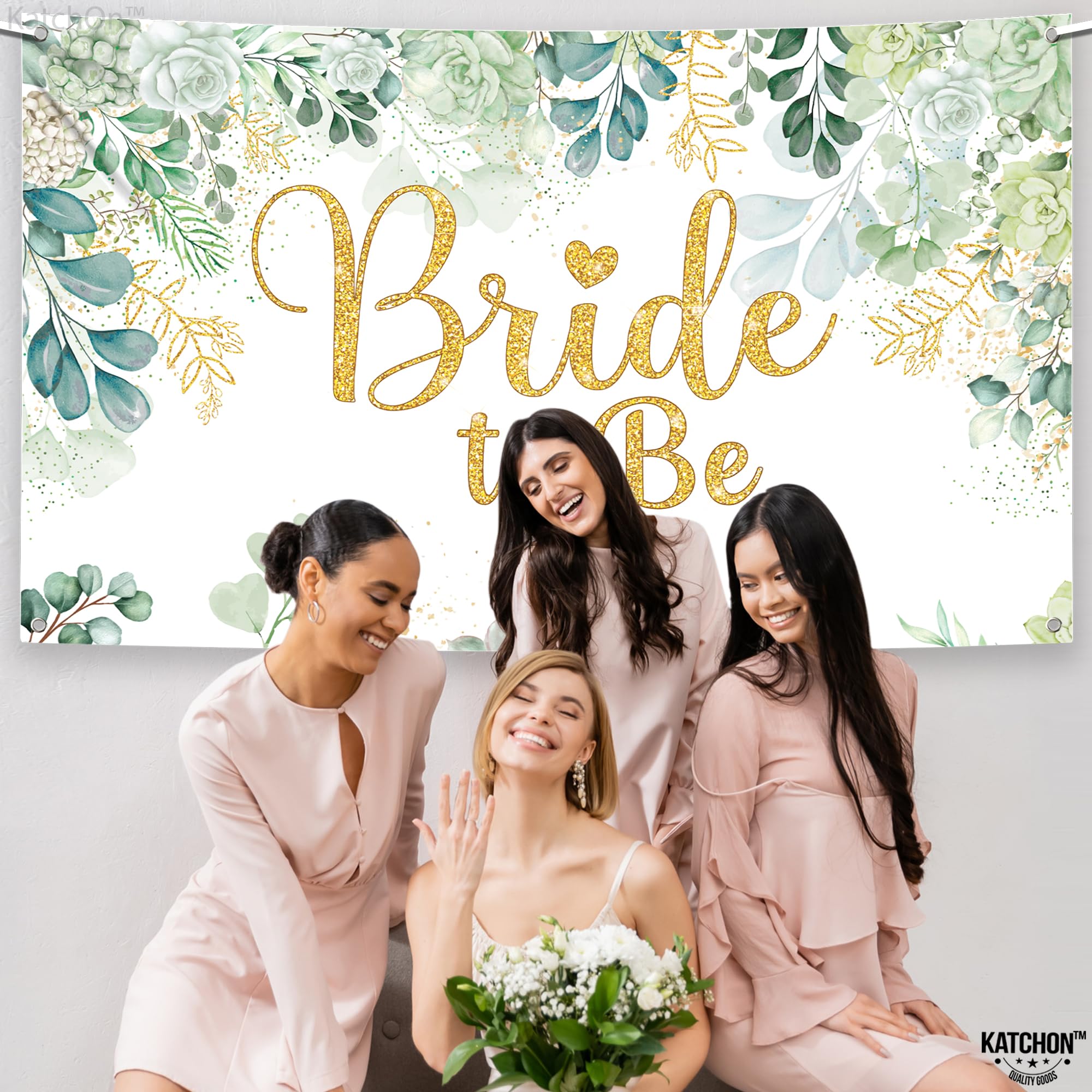 KatchOn, Green Bride to Be Banner - XtraLarge, 72x44 Inch | Sage Green Bride to Be Sign for Bridal Shower Decorations | Wedding Shower Decorations | Bride to Be Backdrop | Bride to Be Decorations