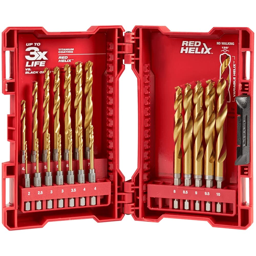 Milwaukee 48-89-4860 SHOCKWAVE RED HELIX Titanium Metric Set - 19 PC