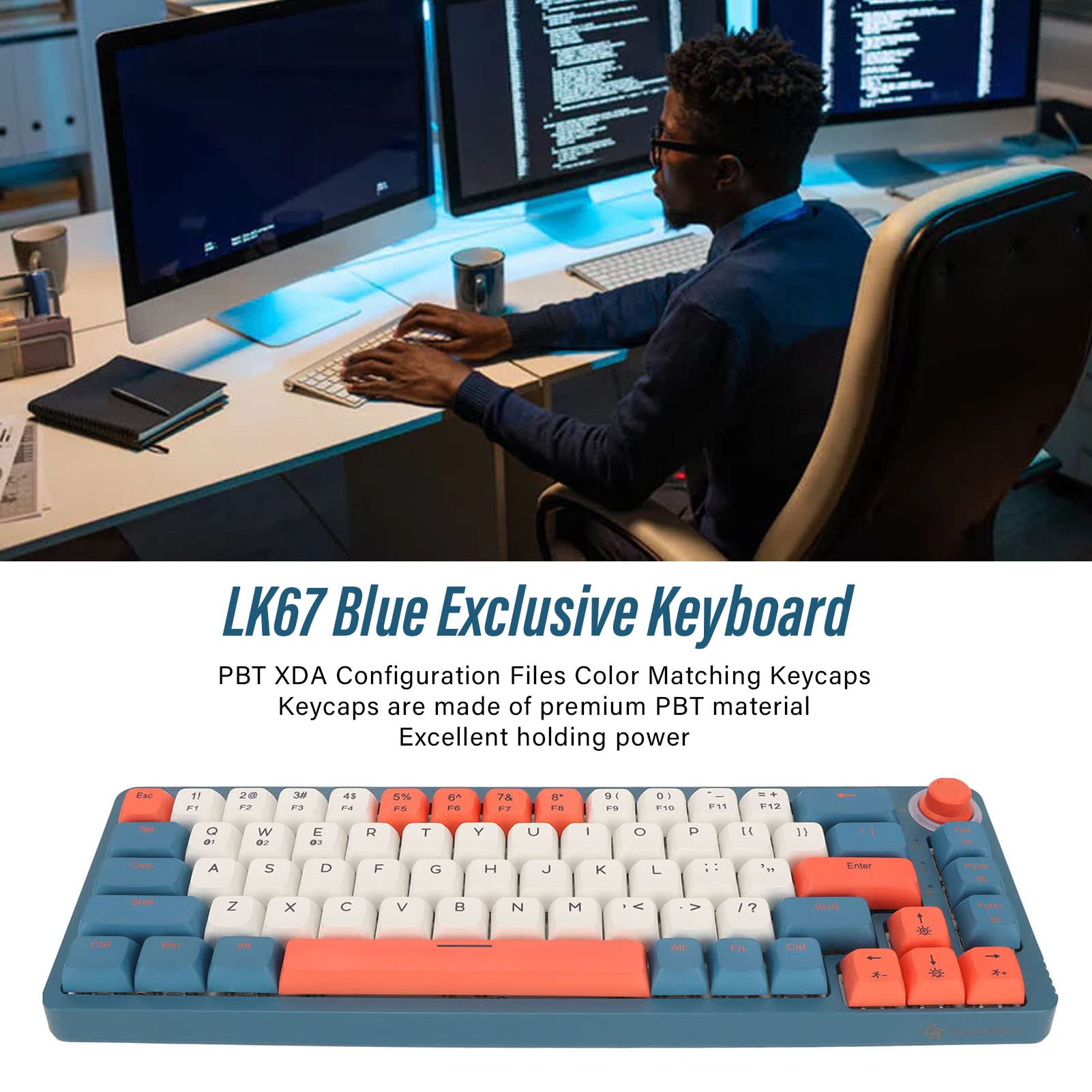 Bannt Mechanical Gaming Keyboard, Comfortable Gaming Keyboard LK67 Cool Gaming Keyboard Stylish for Work for Gaming
