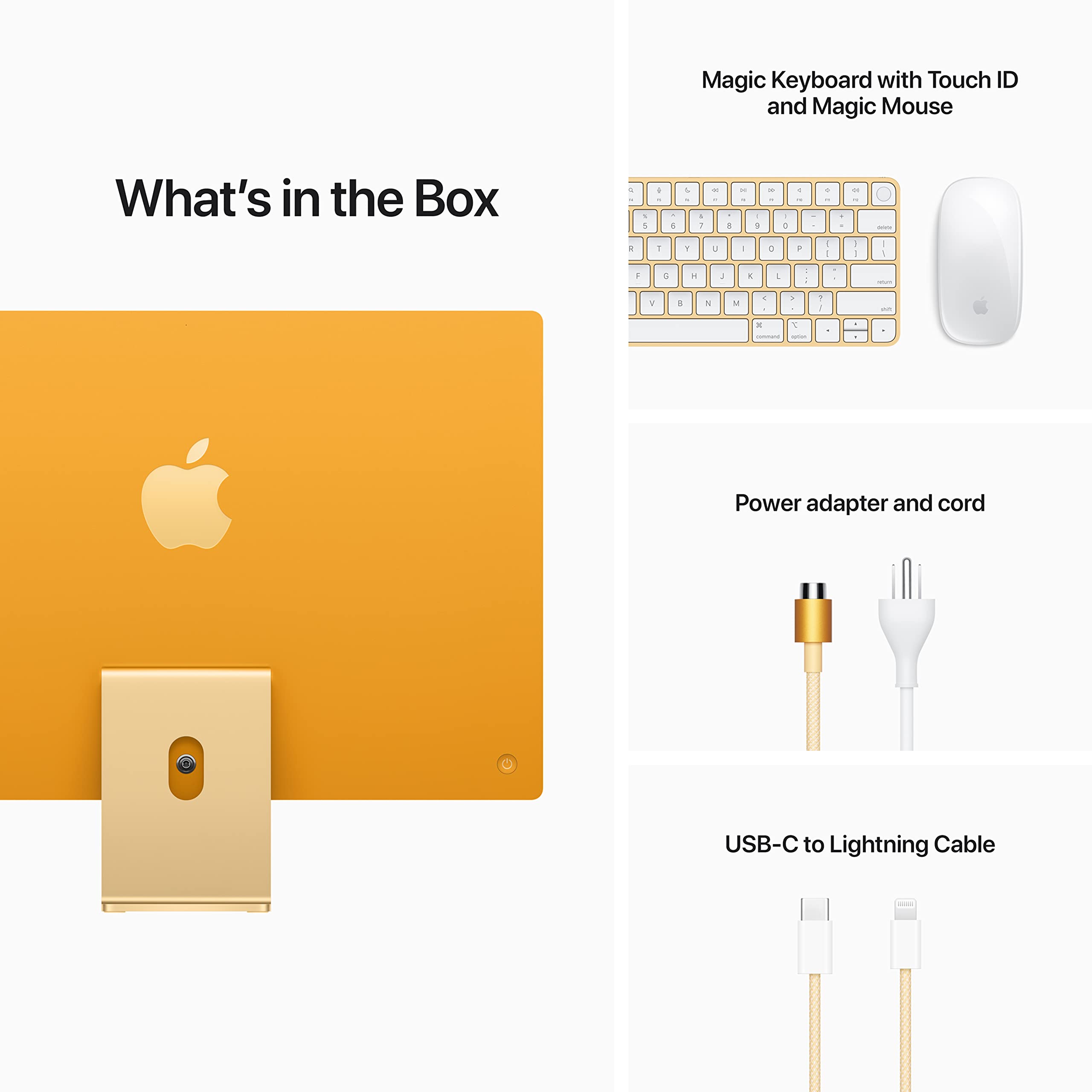 Apple 2021 iMac (24-inch, M1 chip with 8‑core CPU and 8‑core GPU, 8GB RAM, 256GB) - Yellow with AppleCare+ (3 Years)